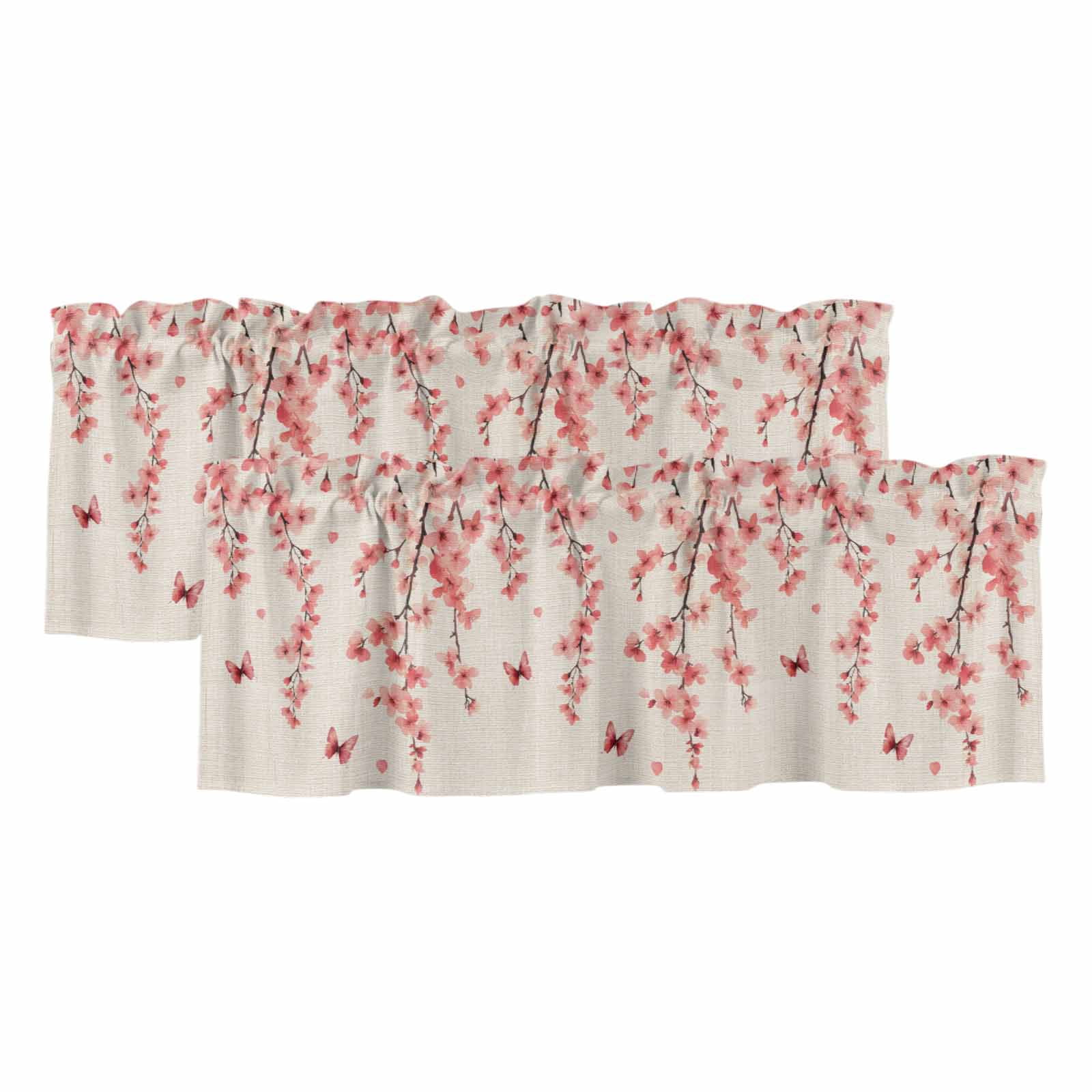 Cherry Blossoms Valances for Windows, Decorative Rod Pocket Window ...