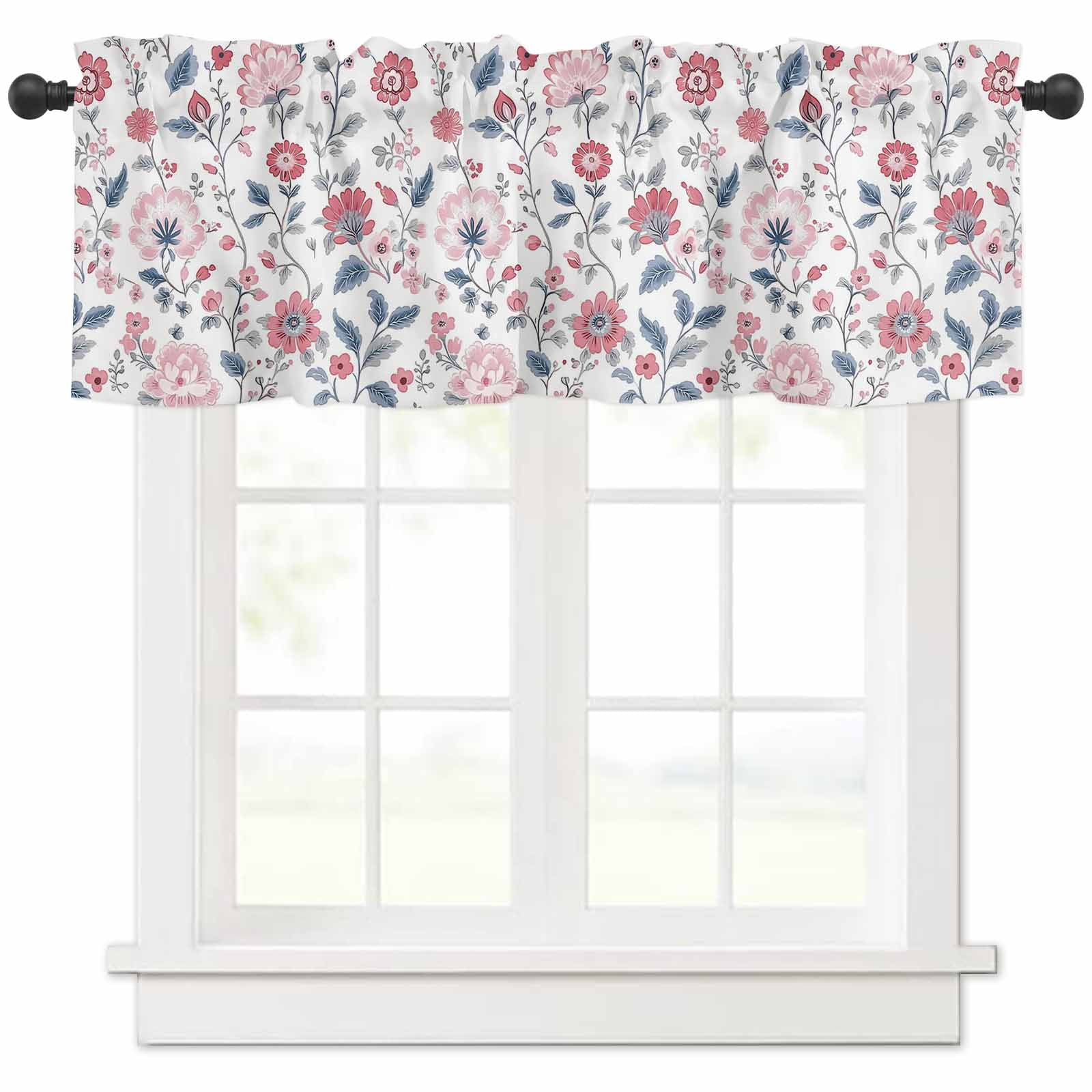 Cherry Blossoms Valances for Windows Farmhouse Kitchen Curtains ...