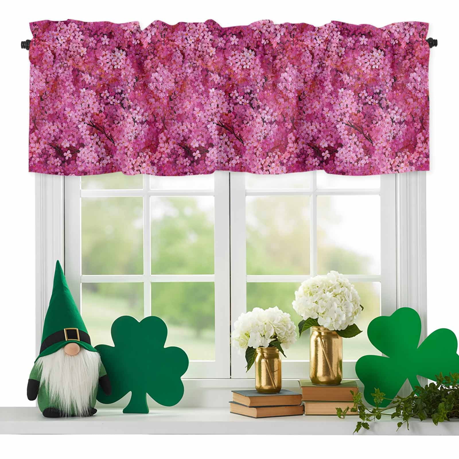Cherry Blossoms Valances for Windows, Modern Abstract Art Pink Cherry ...