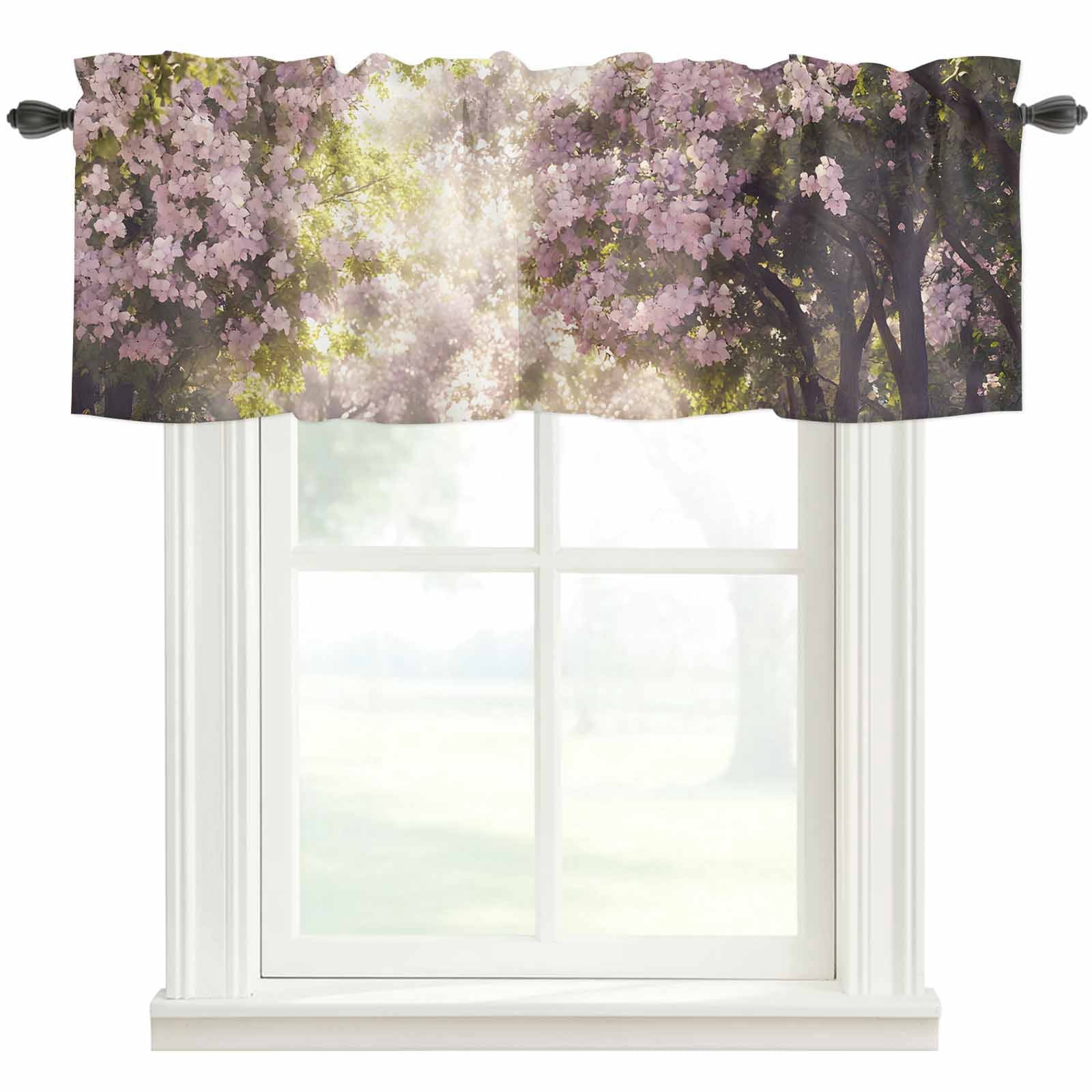 Cherry Blossoms Valances for Windows Flowers Sunlight Rod Pocket ...