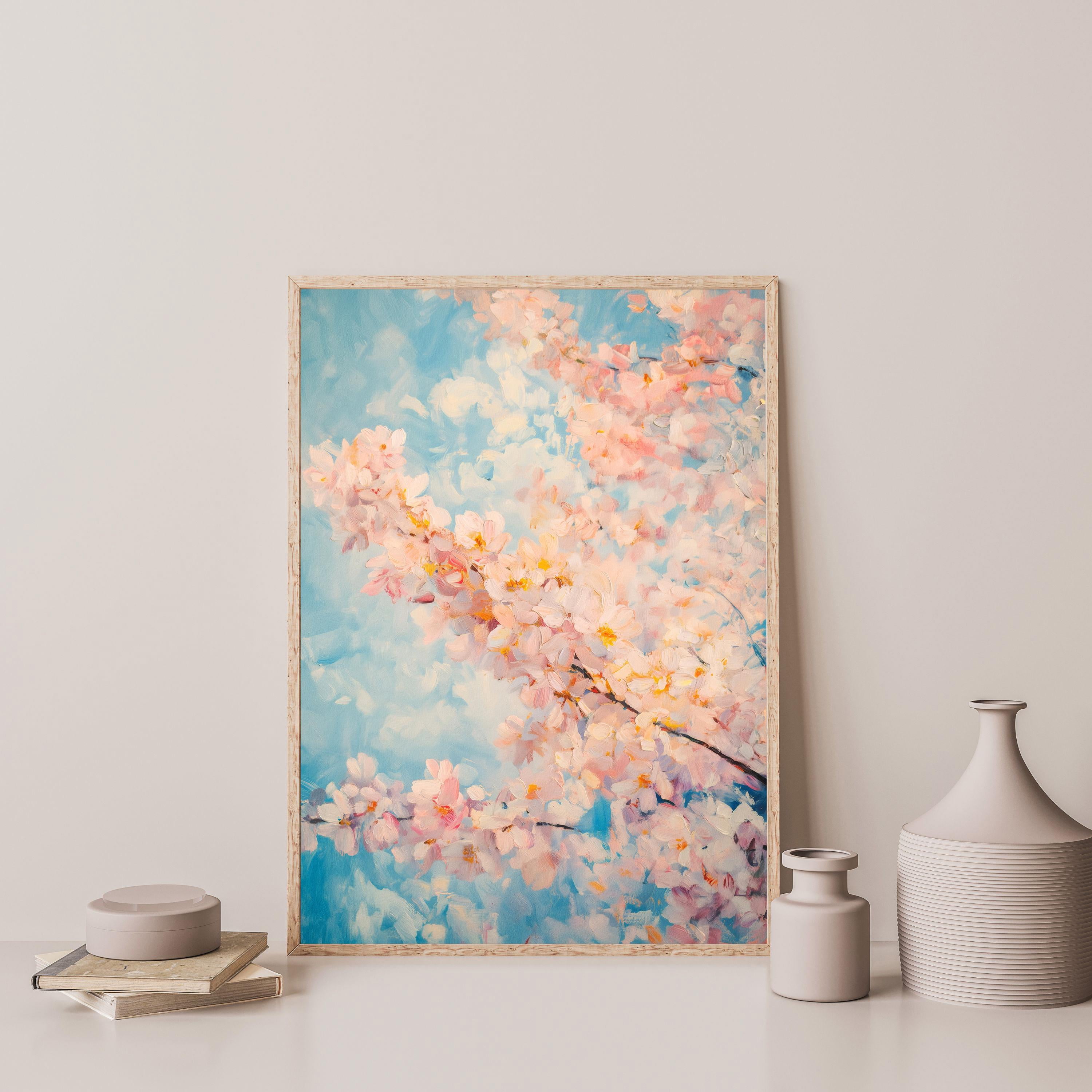 Cherry Blossoms Wall Art Print Vintage Retro Floral Decor - Walmart.com