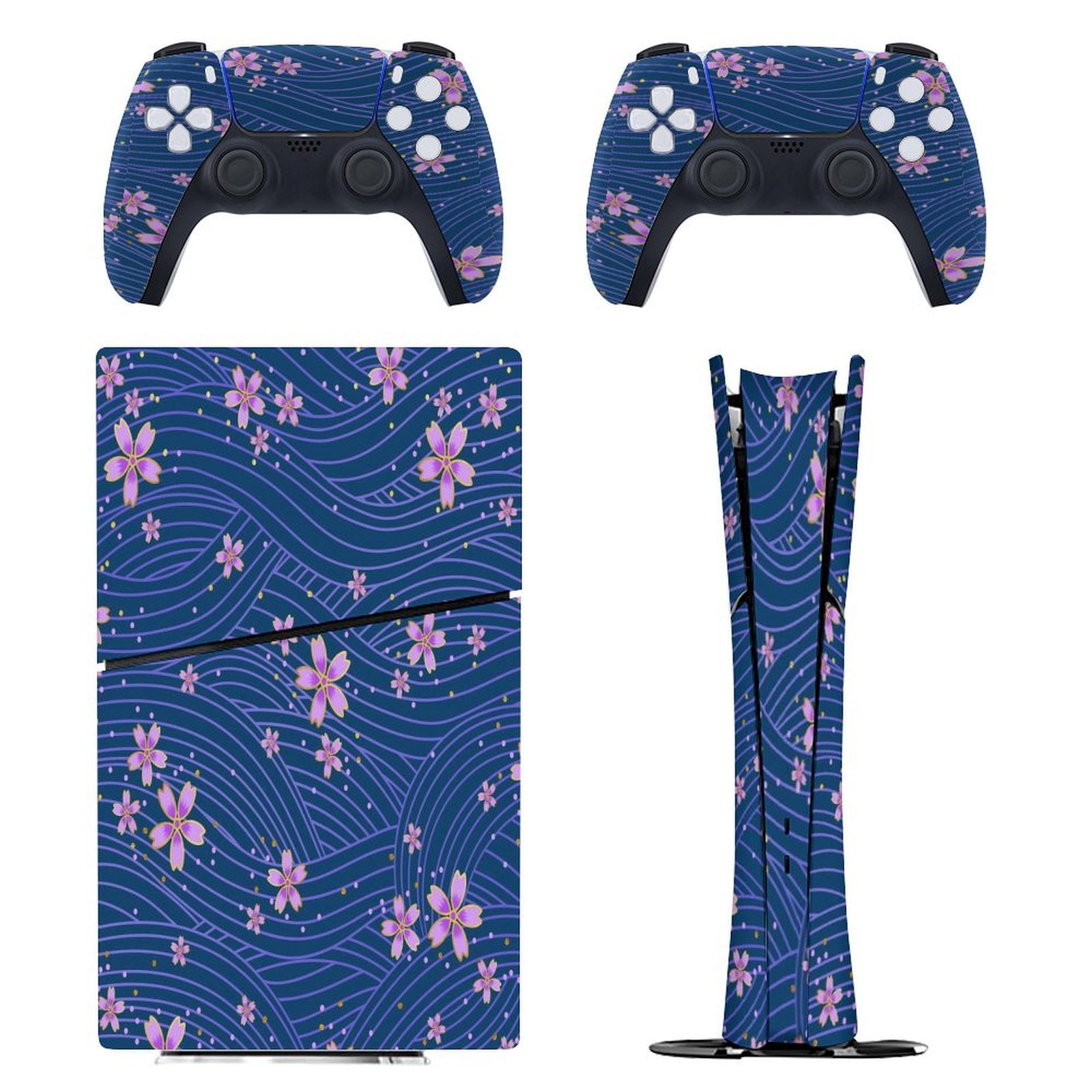 Cherry Blossoms, Waves, Lines PS5/PS5 Slim Digital Disc Skin Sticker ...