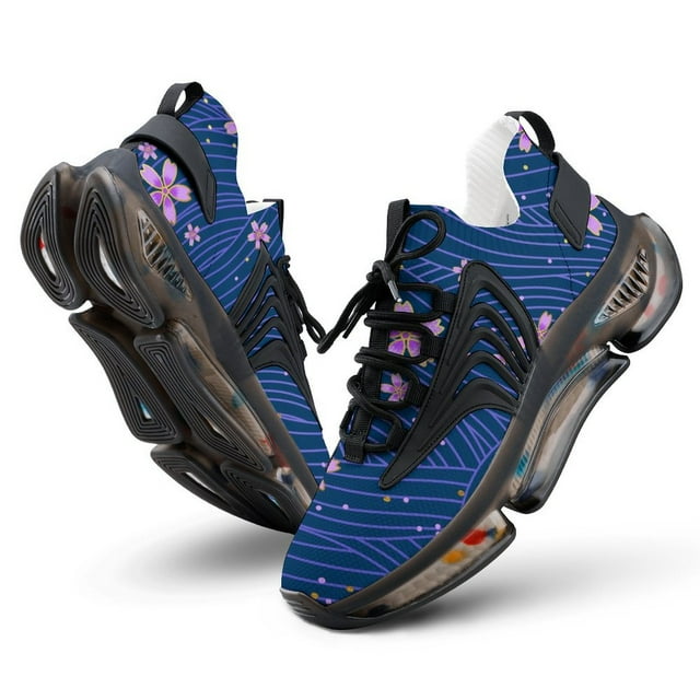 Cherry Blossoms, Waves, Lines Walking Shoes for Men Woman Lightweight ...