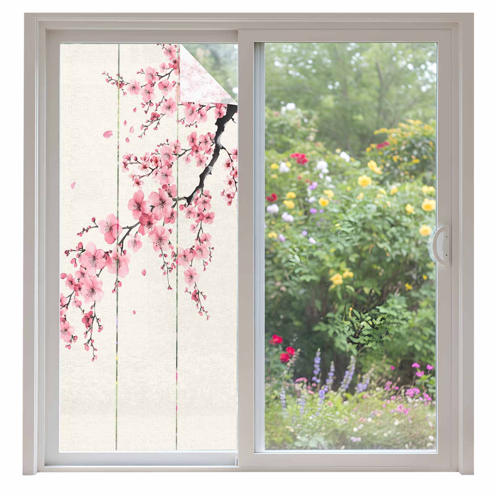 Cherry Blossoms Window Privacy Film, Pink Flower Floral Spring Nature ...