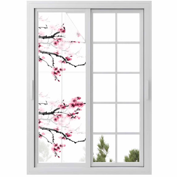 Cherry Blossoms Window Privacy Film, Pink Pastoral Modern Gradient ...