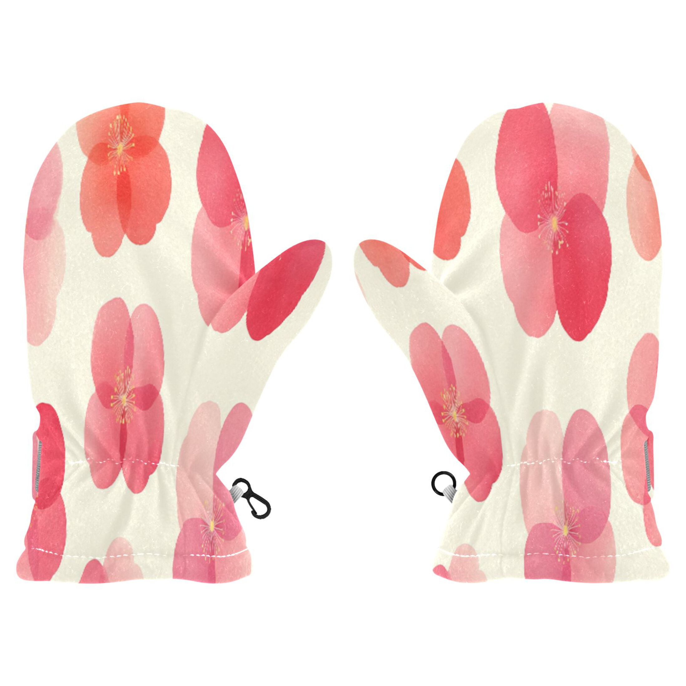 Cherry Blossoms Witch Cauldron Pattern Cold Weather Mittens Cozy Gloves ...