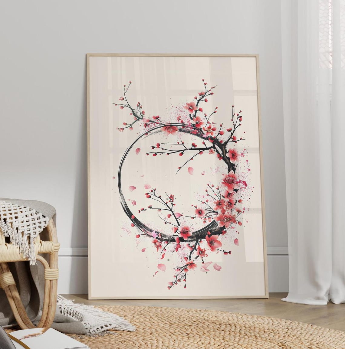 Cherry Blossoms Zen Circle Japanese Minimalist Sakura Sakura Ring Art ...