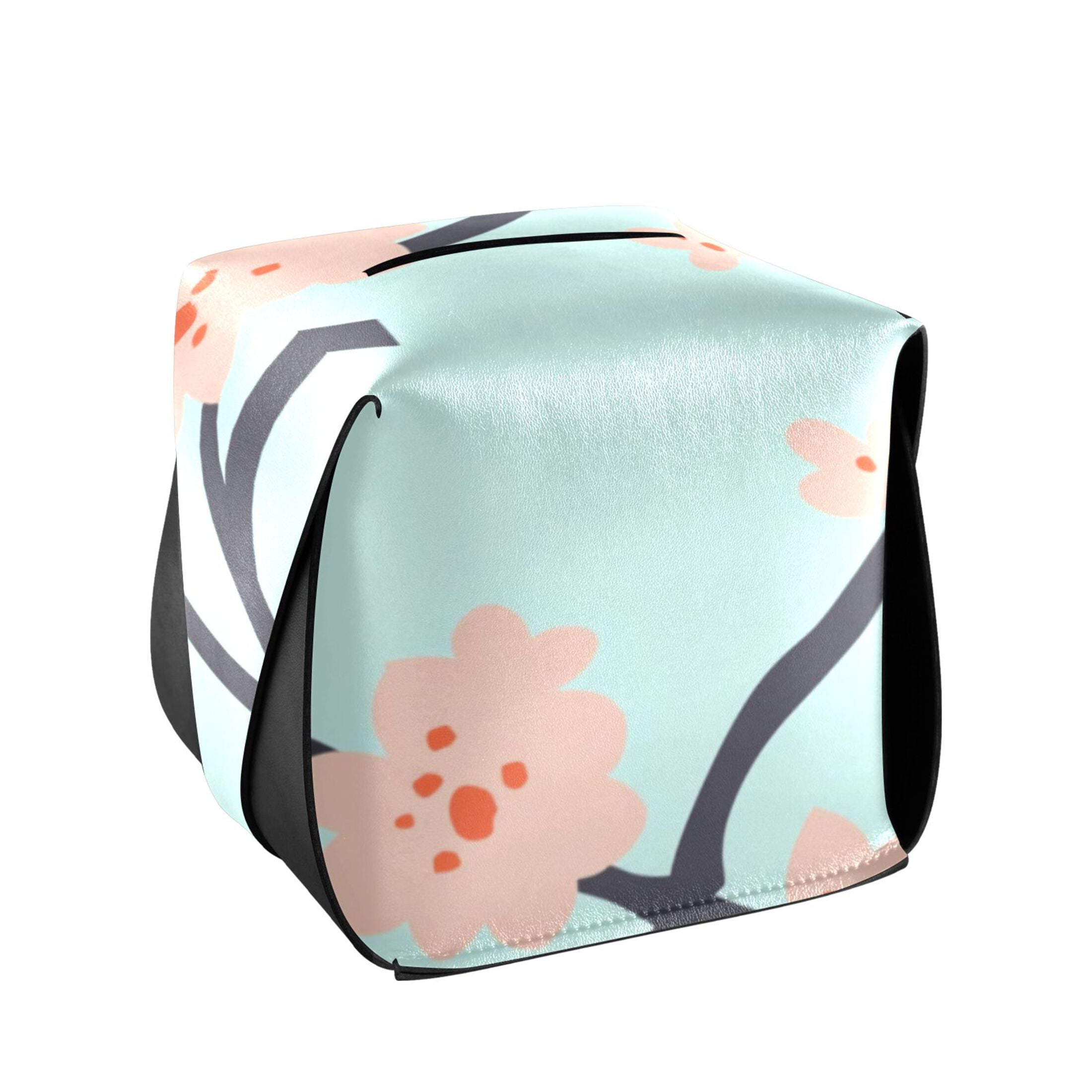Cherry Blossoms and Birds 5.7in Leather Tissue Box Cover Square PVC ...