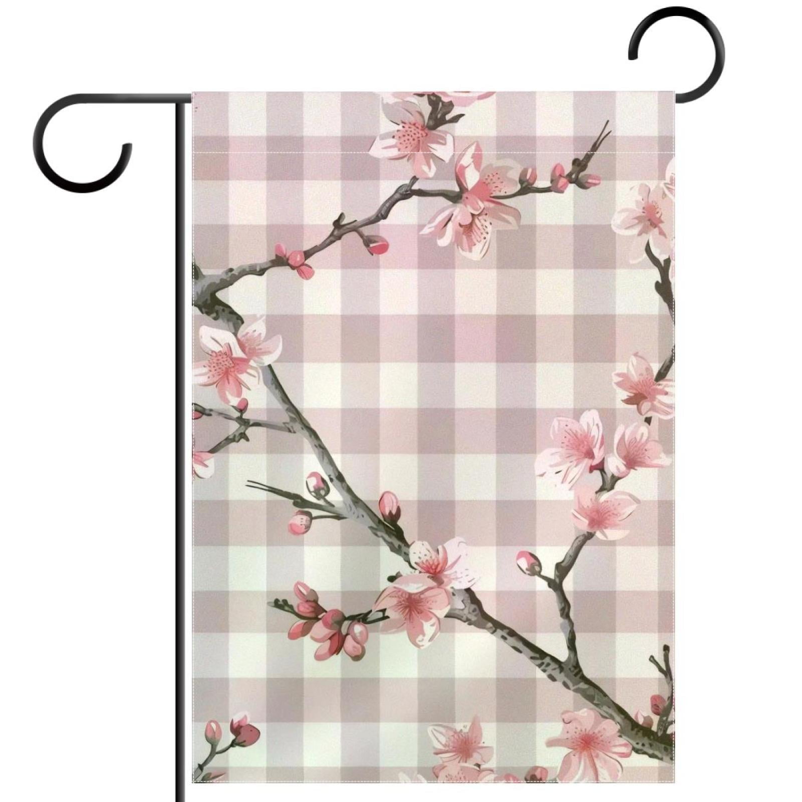 Cherry Blossoms and Plaid Decorative Garden Flag for All Seasons, 12 x ...