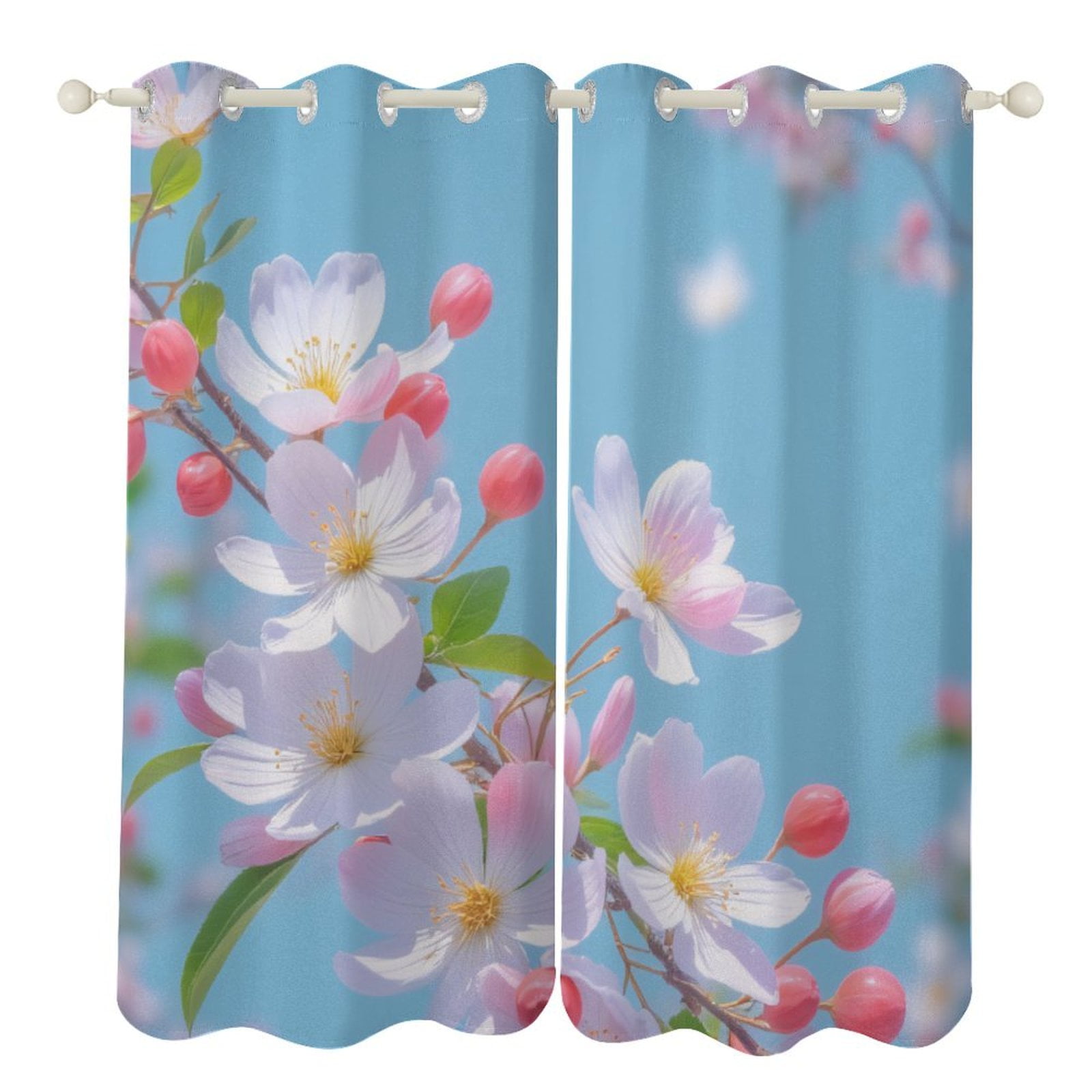 Cherry Blossoms in Bloom 2 Panels Curtains for Bedroom Living Room ...