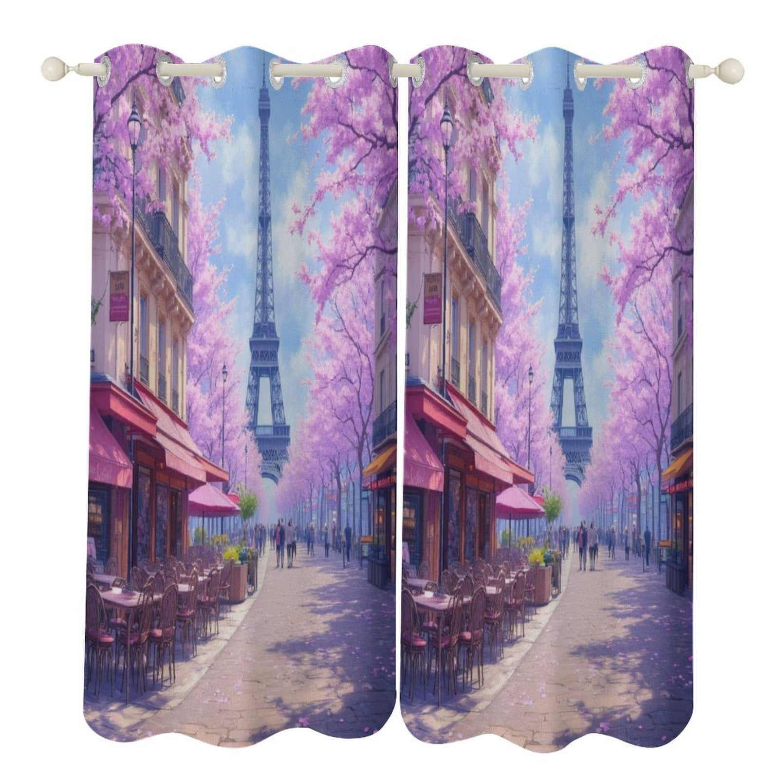 Cherry Blossoms in Paris Window Blackout Curtain 3d Printed Blackout ...