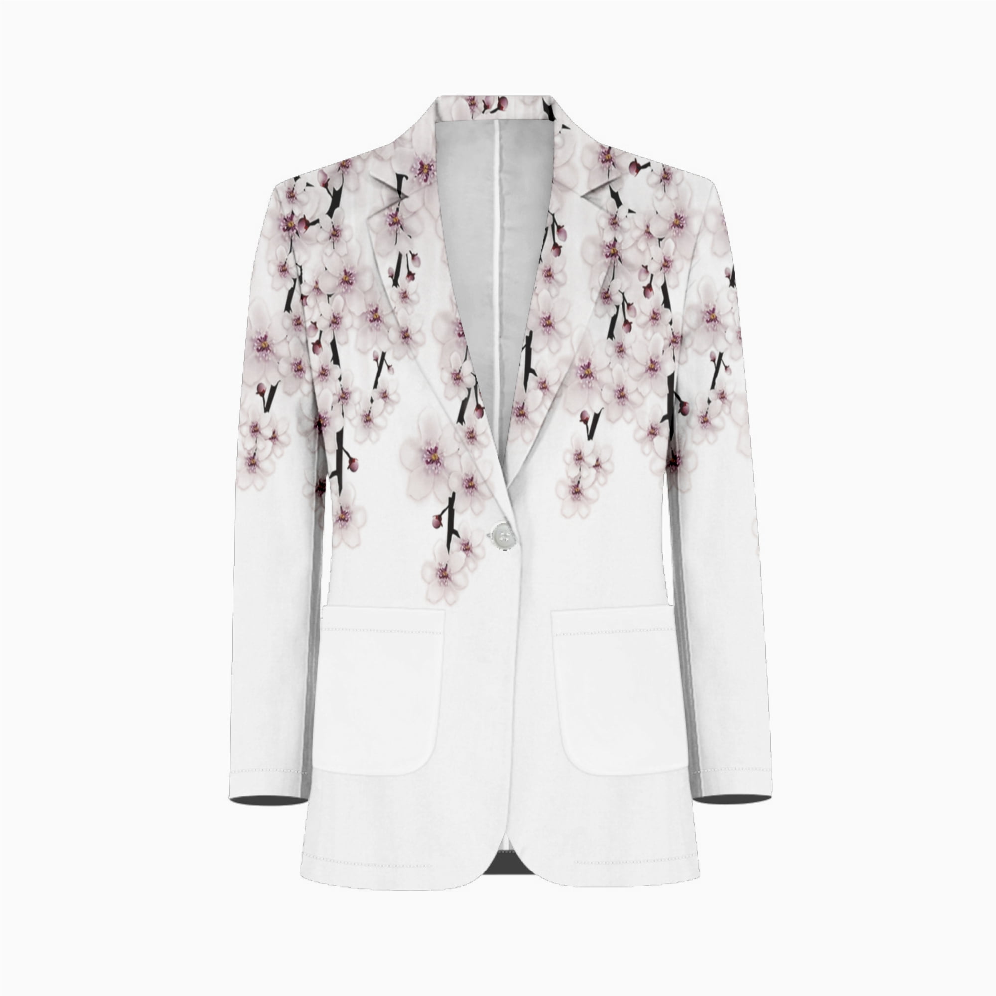 Cherry Blossoms with Falling Flowers Mens Suits Shawl Collar Slim Fit ...