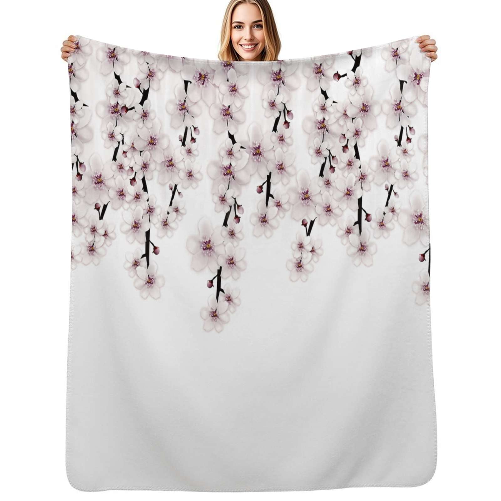 Cherry Blossoms with Falling Flowers Soft Warm Blanket Throw Blanket ...
