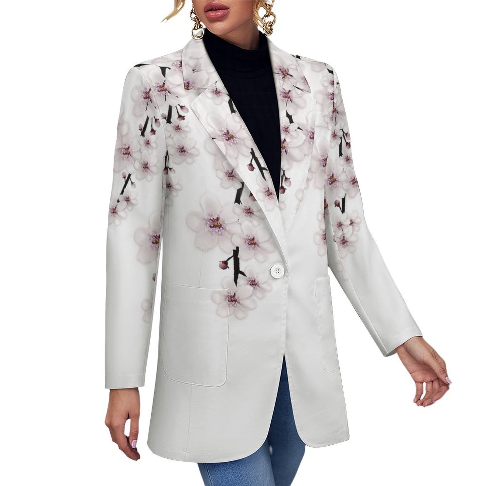 Cherry Blossoms with Falling Flowers Woman Casual Loose Suits Summer ...