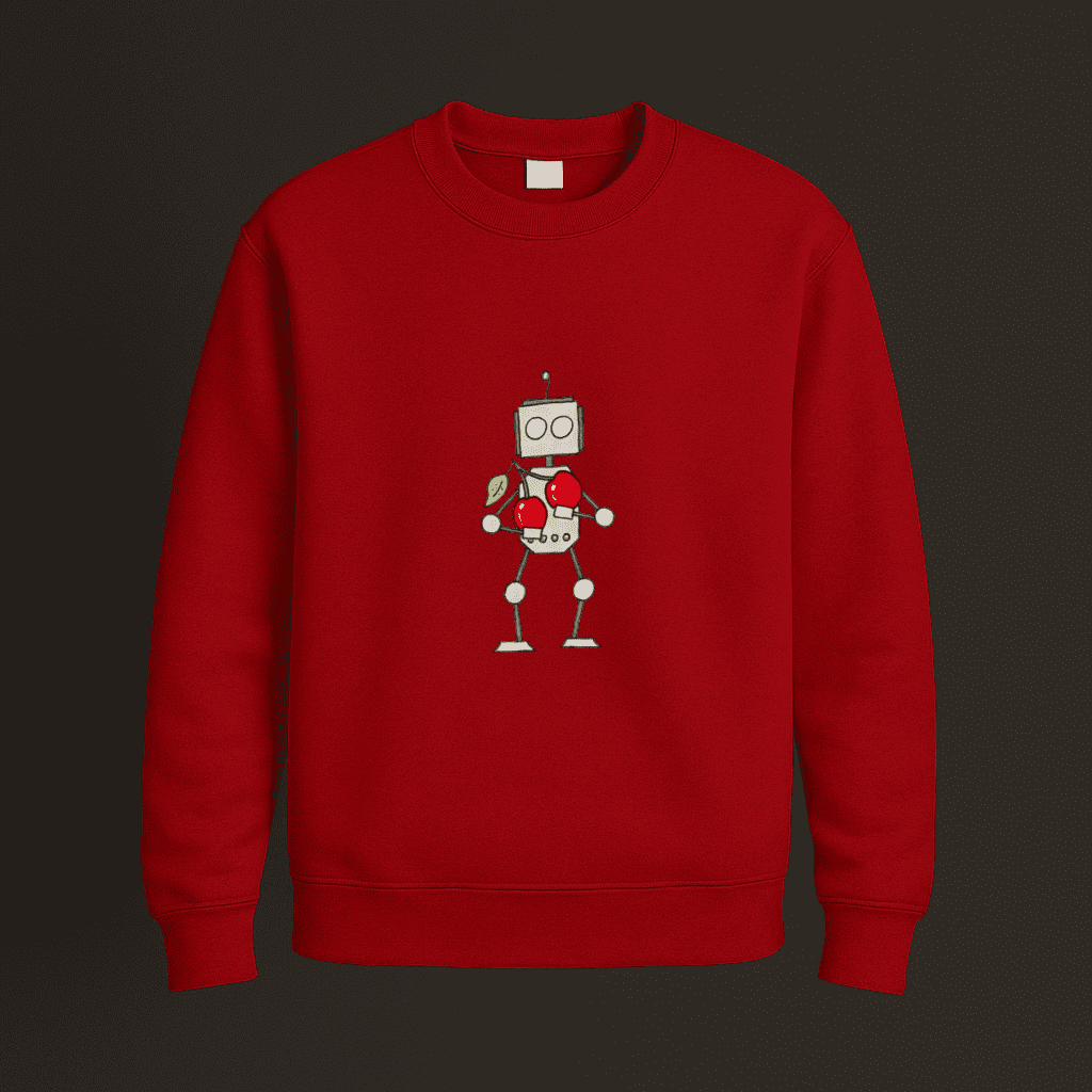 Cherry Bot Robot Fruit Graphic Art For Geeks Futuristic Fun Style Sweatshirt up to size 5XL ...