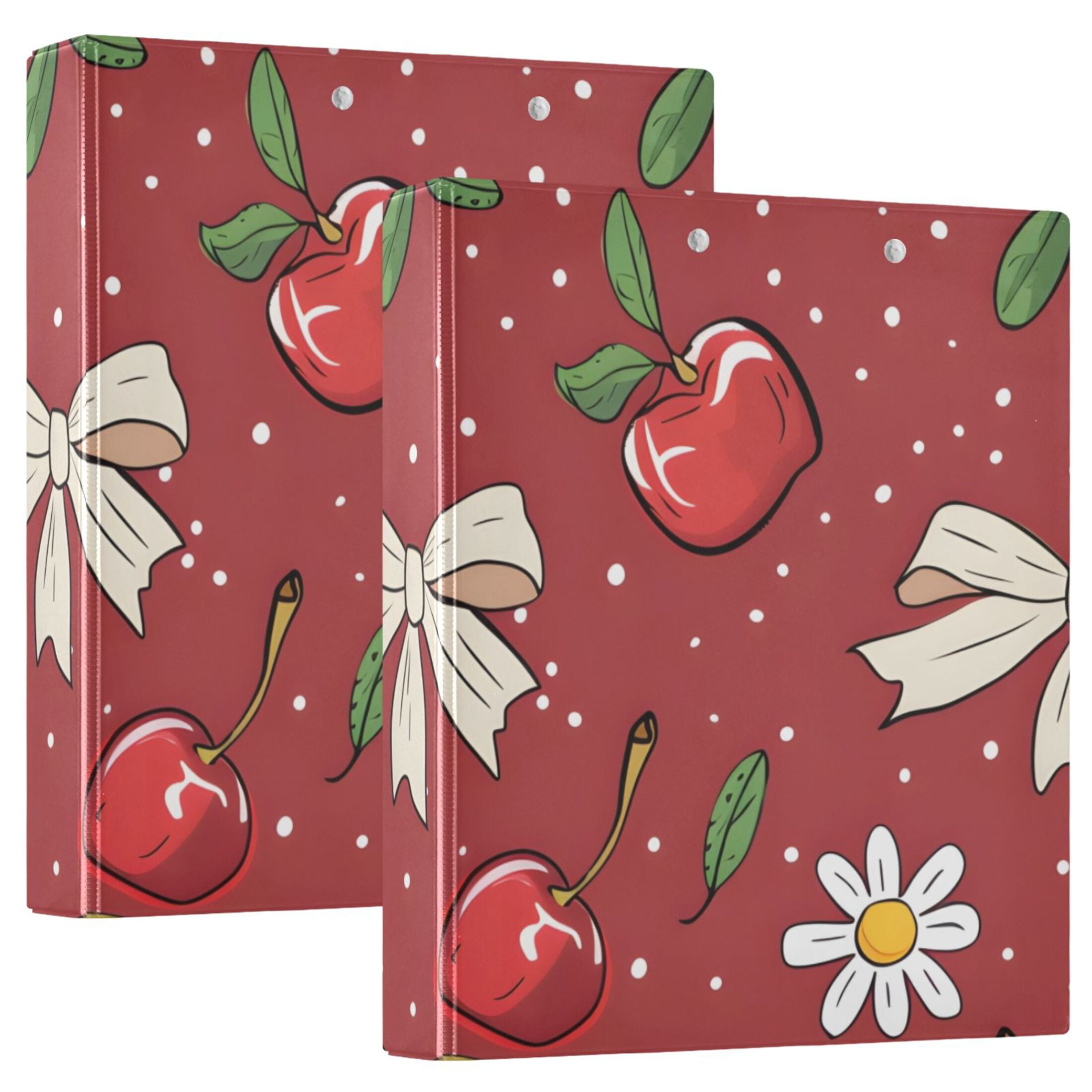 Cherry Bow with Daisy Flower 3 Ring Hardcover Binders 1.5" Round Rings ...