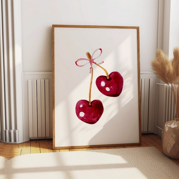 Cherry Bow Poster Coquette Room Decor Poster Decor For Living Room Bedroom, Unframed Canvas Size ...