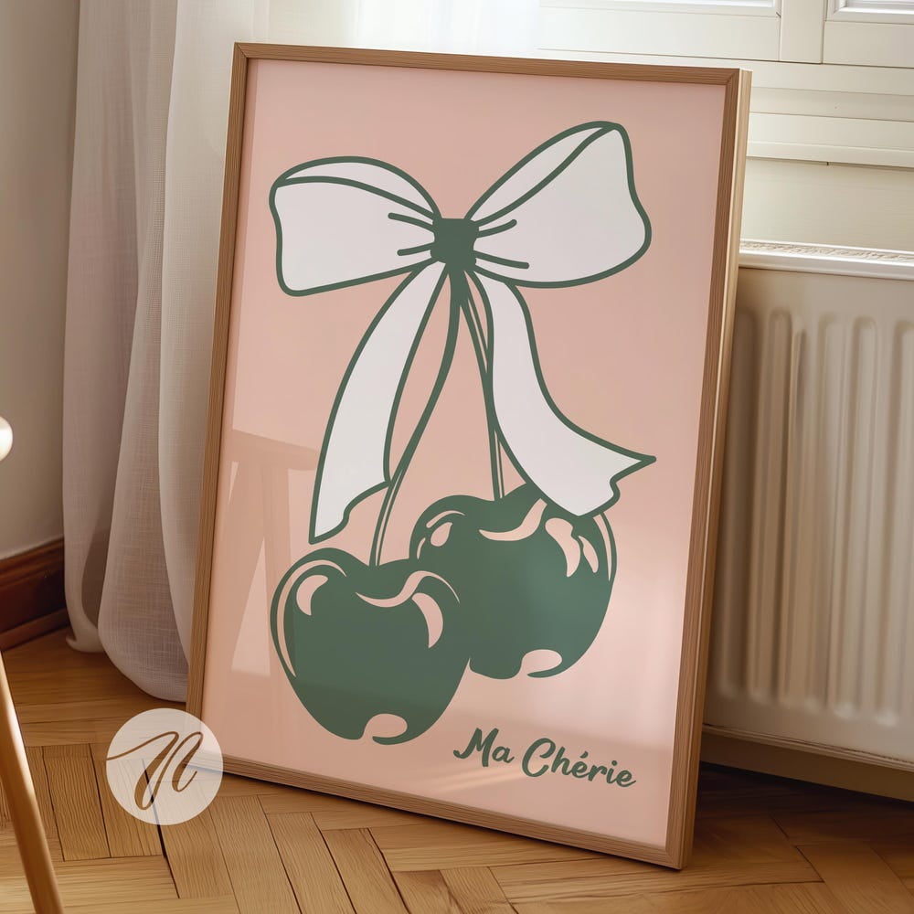 Cherry Bow Print, Trendy Preppy Wall Art UNFRAMED PAPER POSTER, Home ...