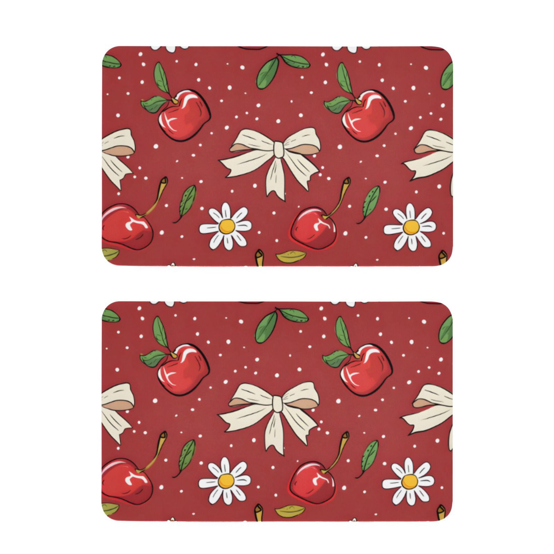 Cherry Bow with Daisy Flower Refrigerator Magnet Stickers Square Fridge ...