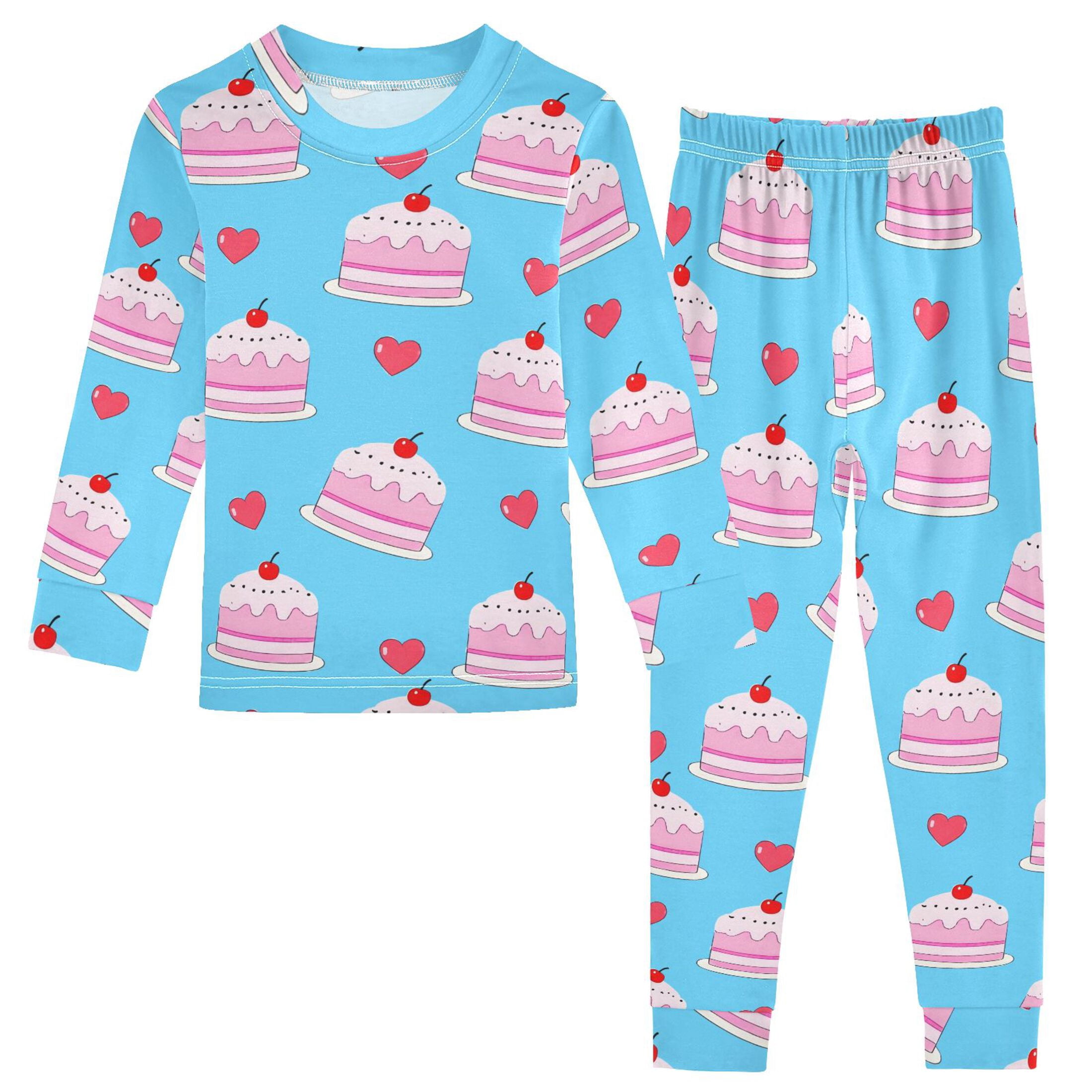 Cherry Cake Pattern Cotton Pajamas 2 Piece Set Sleepwear Soft and ...