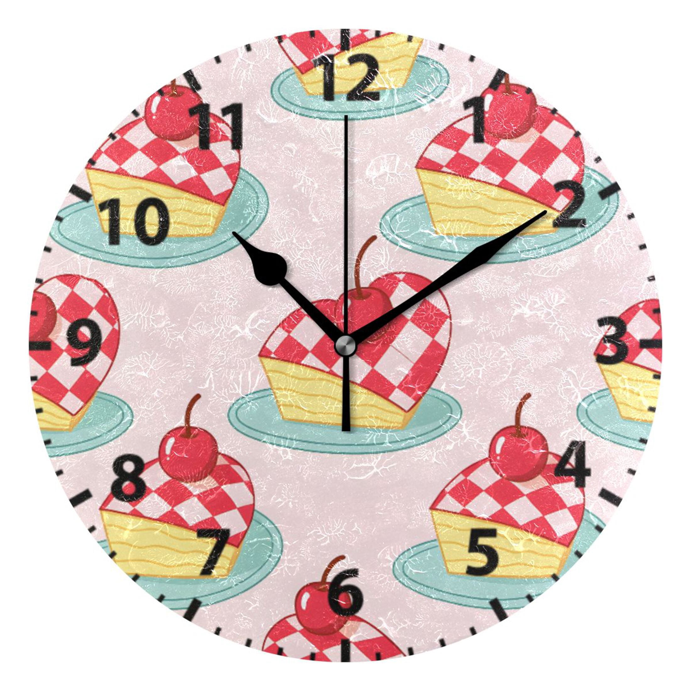 Cherry Cake Pattern Wall Clock 10in Round Artistic Oil Painting Home ...