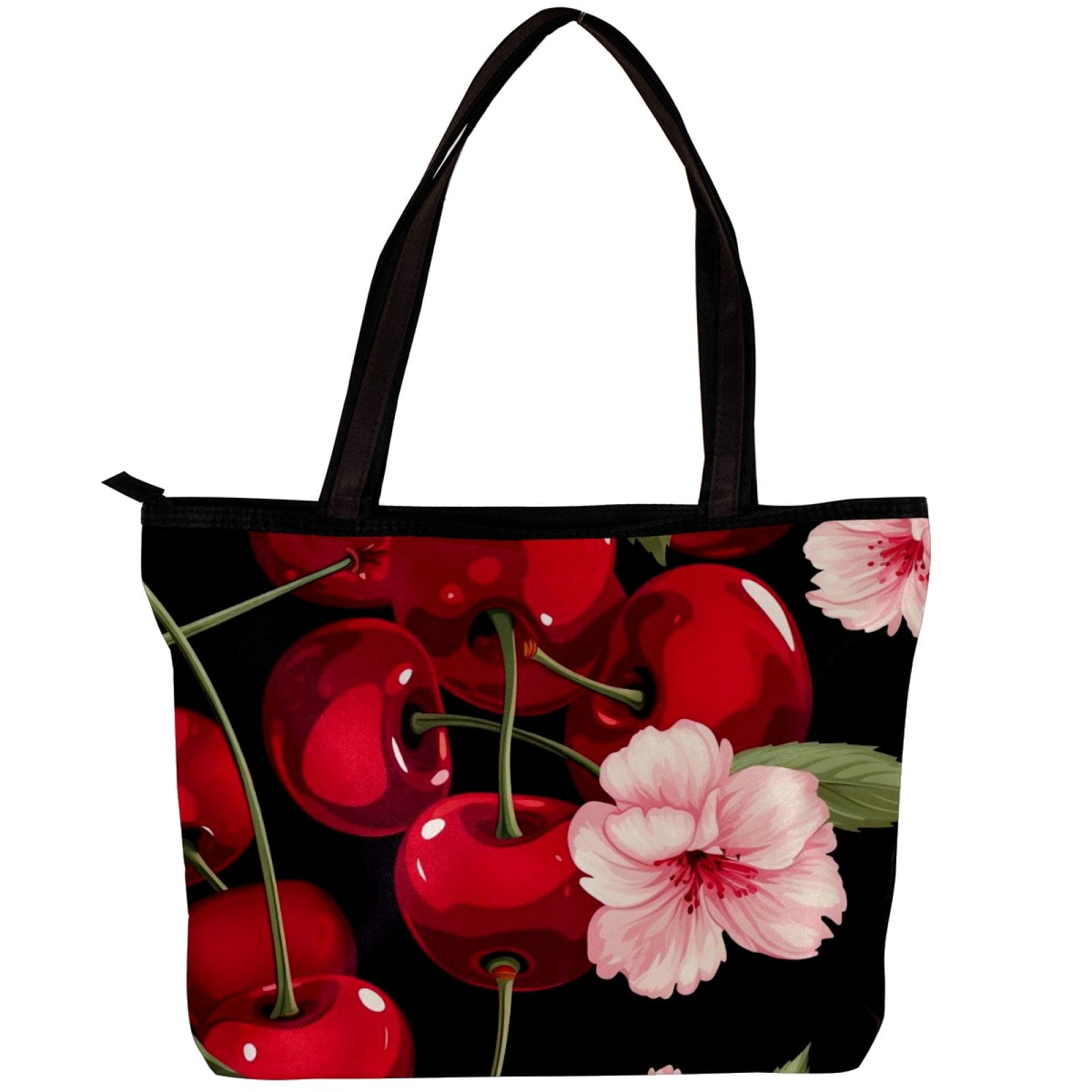Cherry Canvas Leather Mix Tote Bag with Twill, Sponge, and Jeanette ...