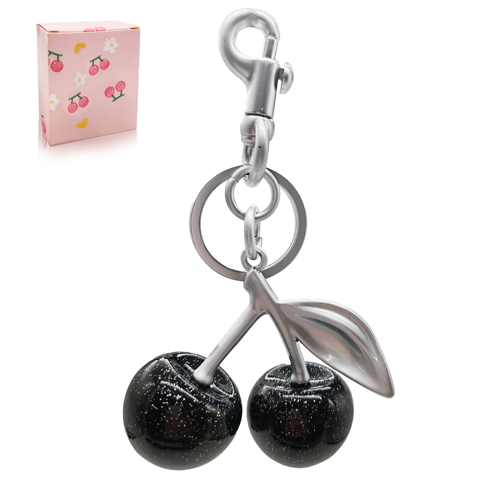 Cherry Car Keychain for Women, Cute Keychain Comes with Shiny Resin ...