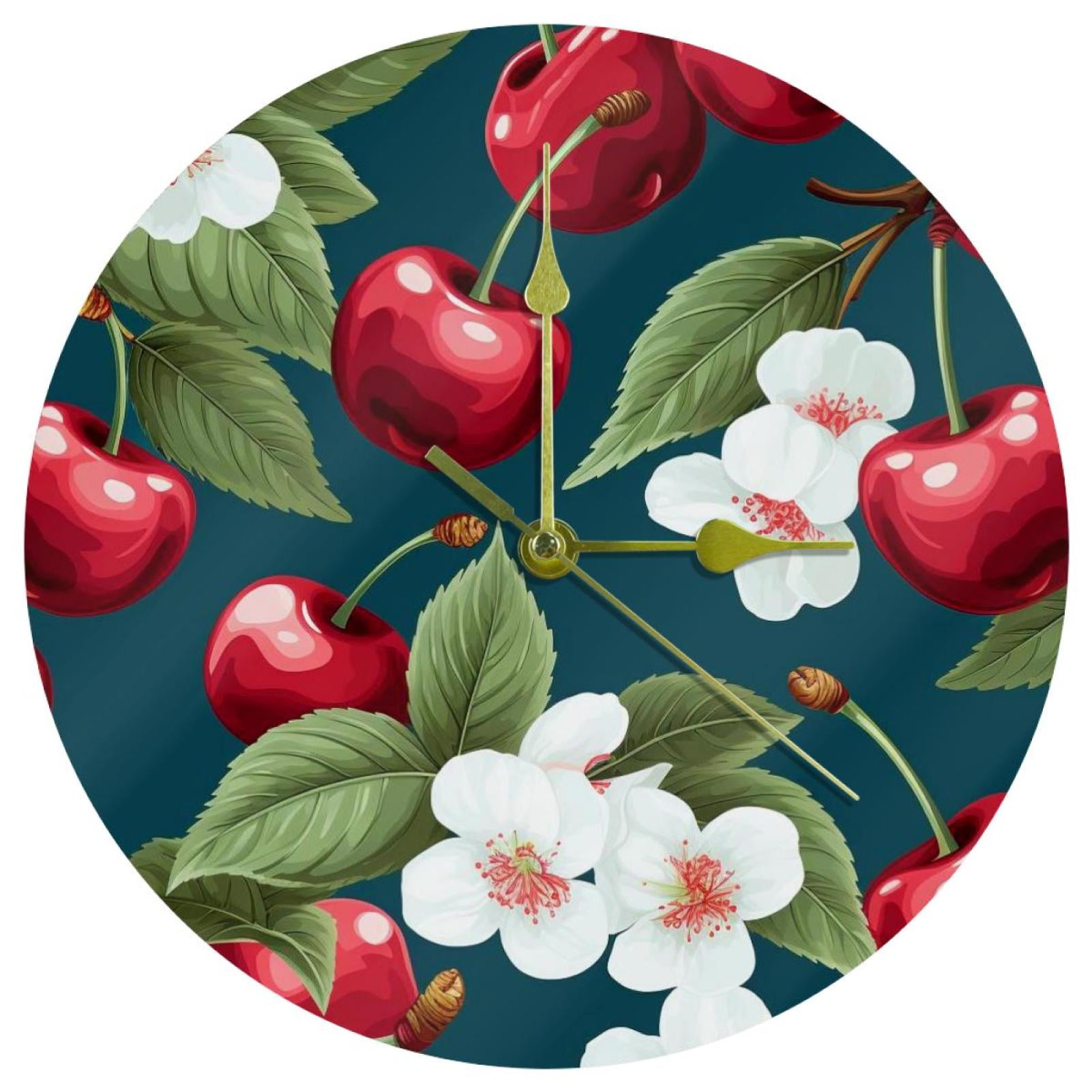 Cherry Circular Acrylic Wall Clock - Elegant Timepiece for Home Decor - Stylish and Durable - 12 ...