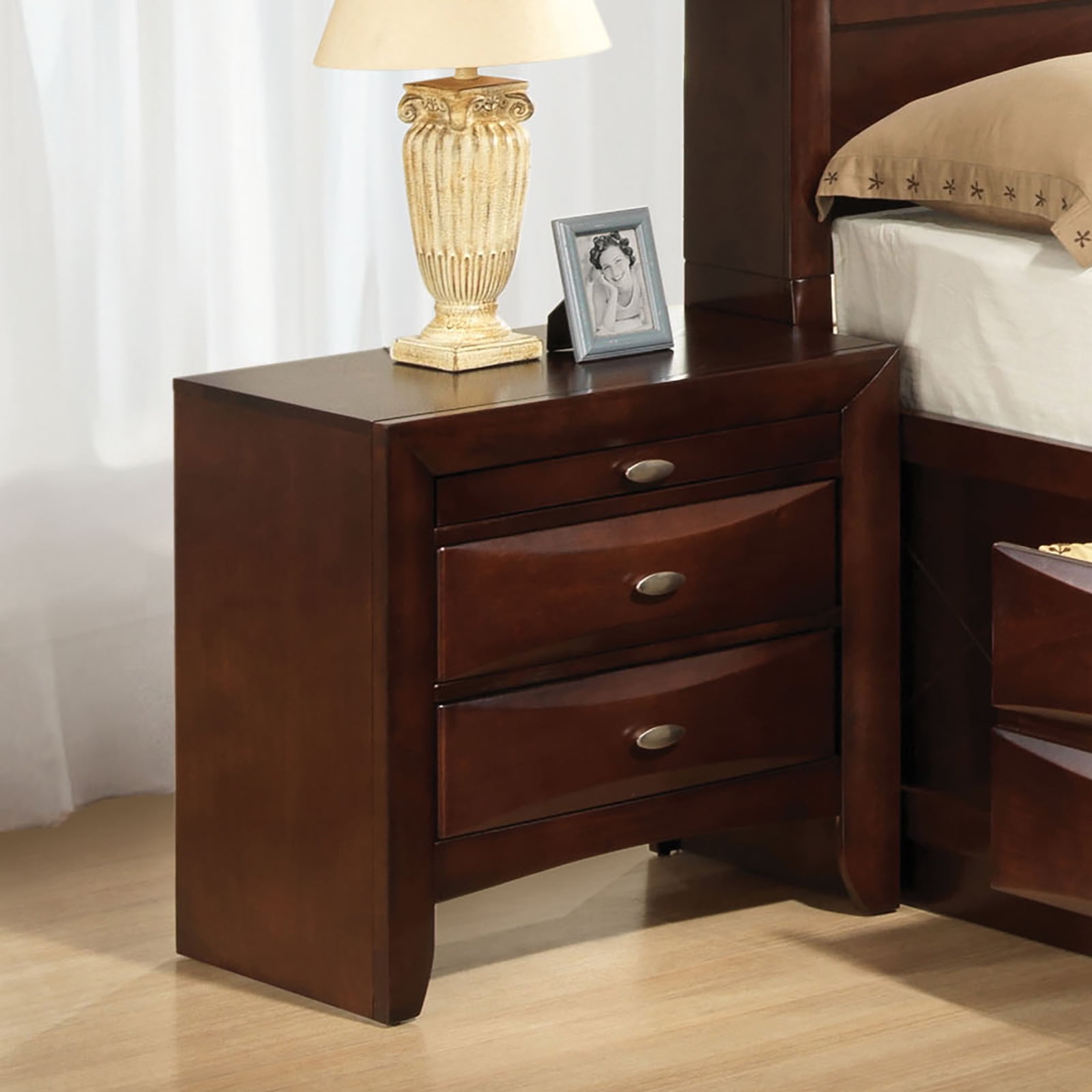 Cherry Color Simple Contemporary 1pc Nightstand Solid wood Bedside ...