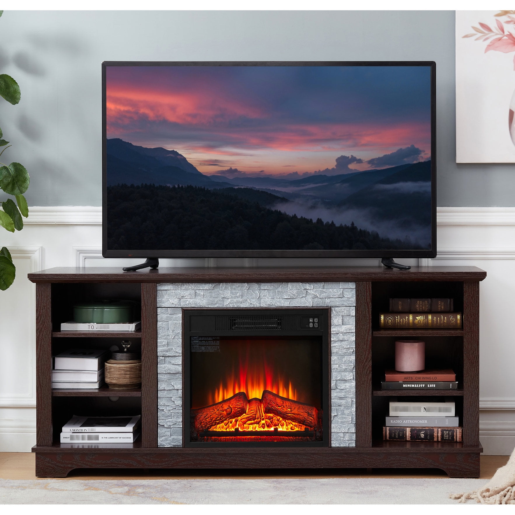 Cherry-Colored TV Stand / Living Room Entertainment Use / Smooth ...