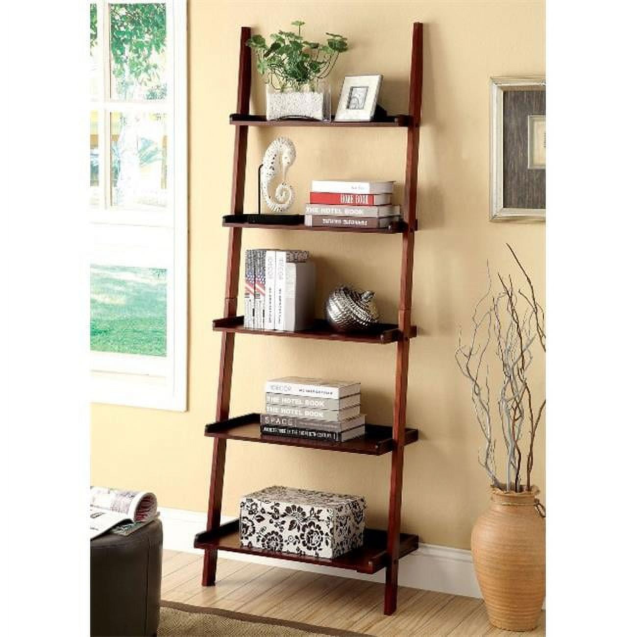 Cherry Contemporary 5-Tier Ladder Shelf Stand - Walmart.com