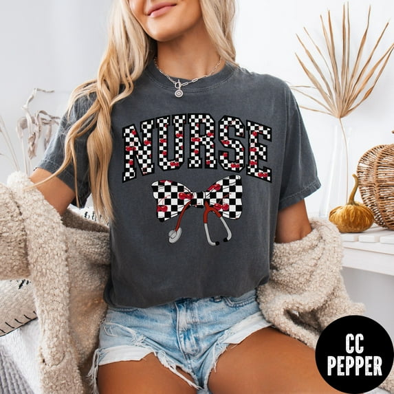Cherry Coquette Nurse Shirt, Registered Nurse Gift, Nurse Bow ...