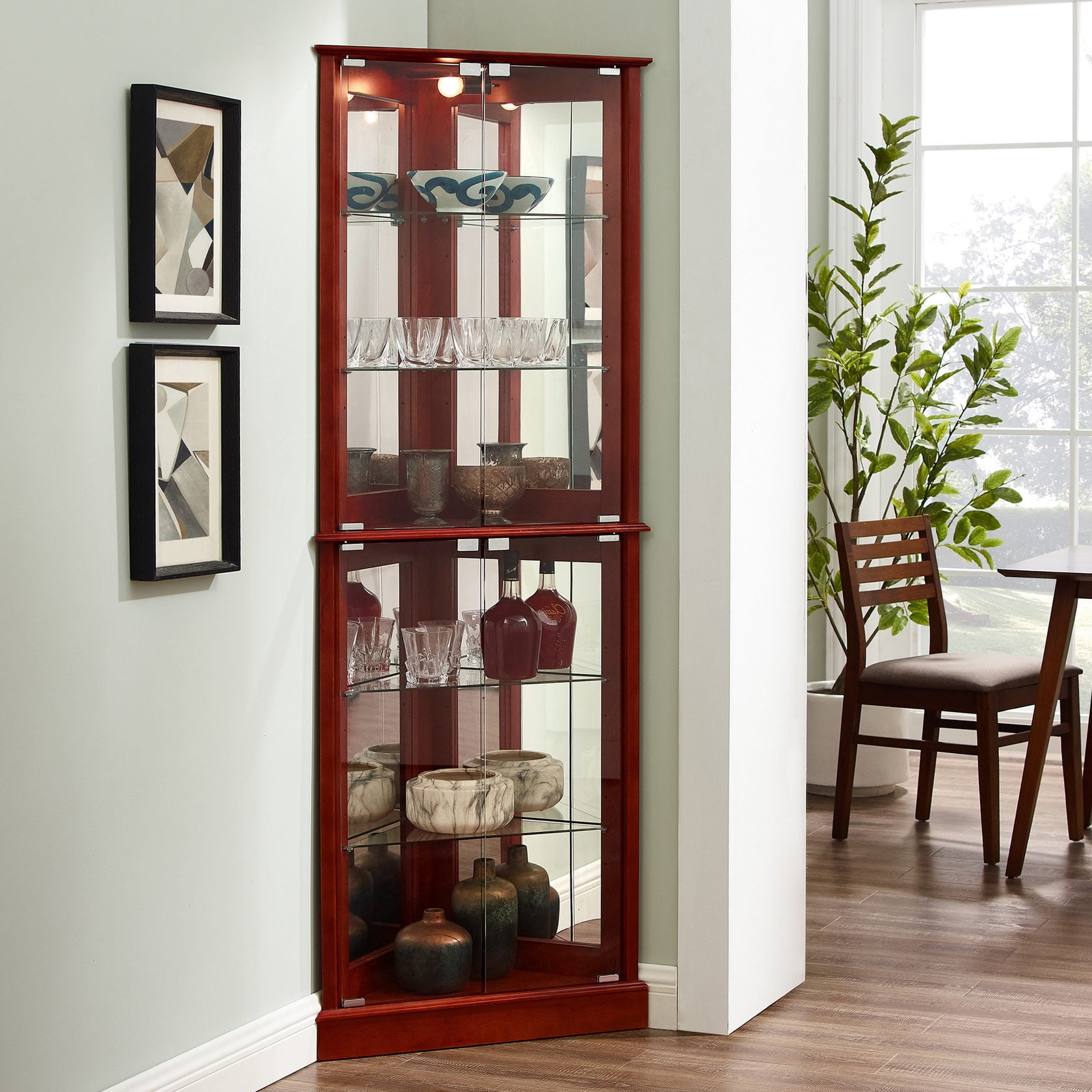 Cherry Curio Cabinet with Magnetic Glass Doors / Highlight Heirlooms ...