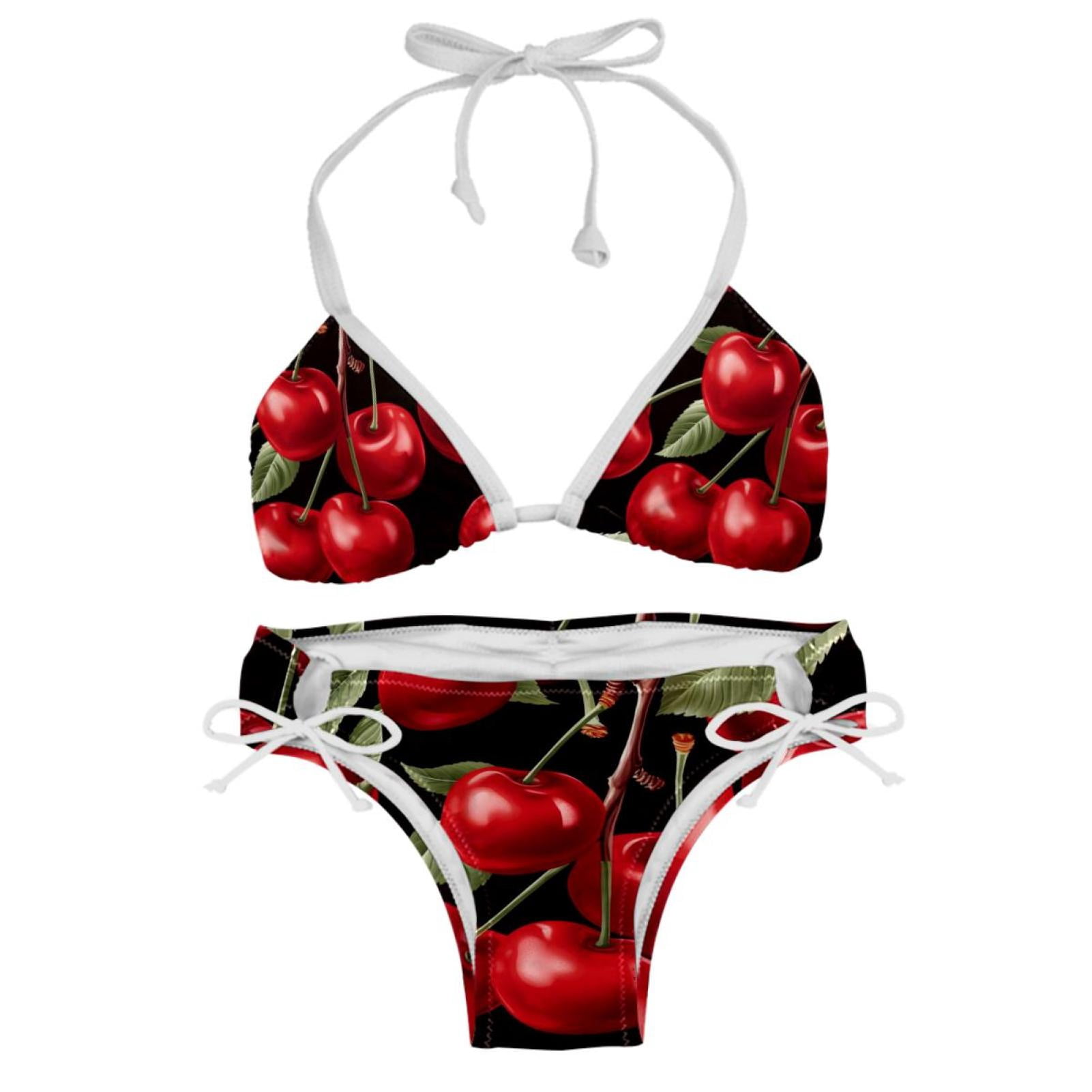 Cherry Detachable Sponge Adjustable Strap Bikini Set Two-Pack Swimsuit ...