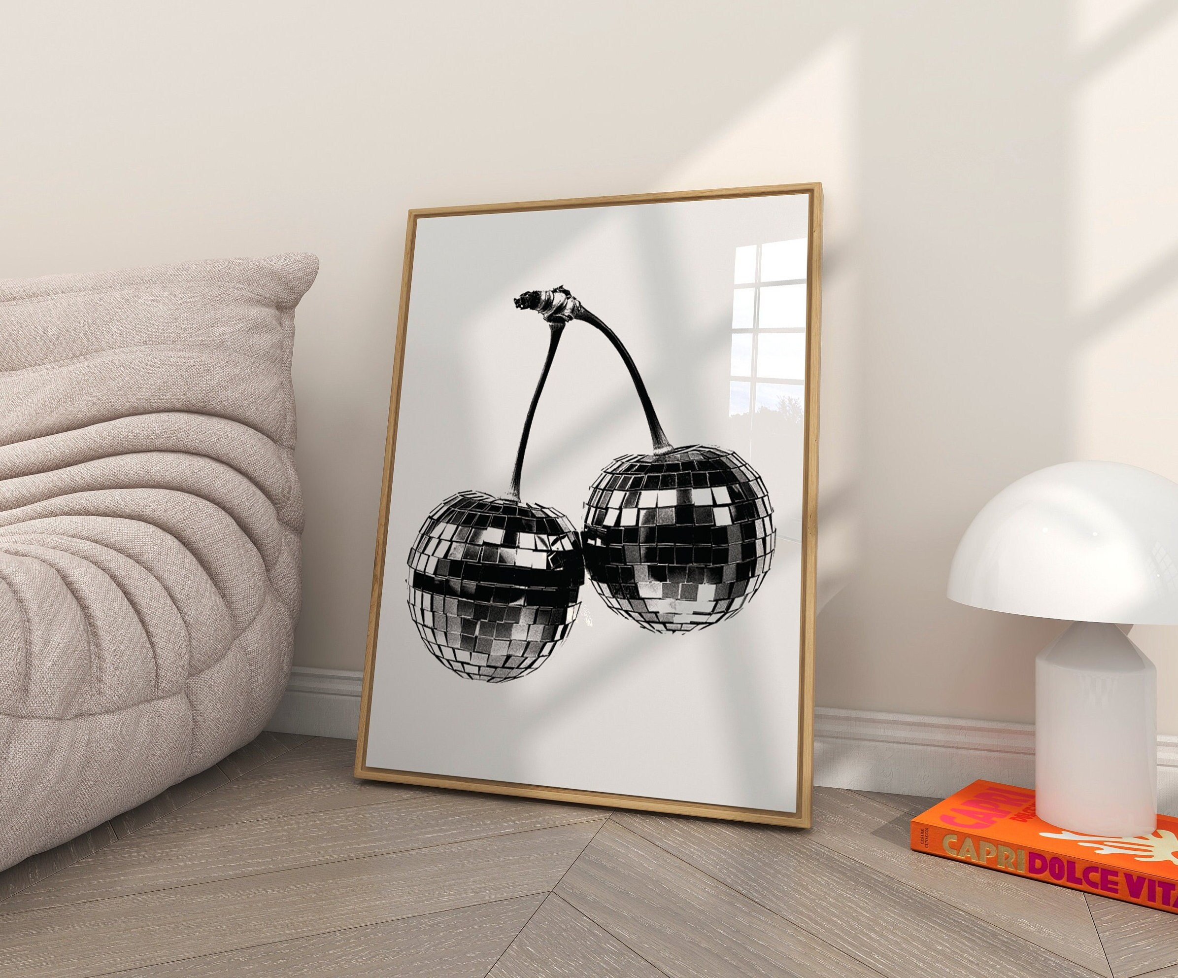 Cherry Disco Ball Print • Y2K Disco Bar Cart College Apartment Wall Art ...