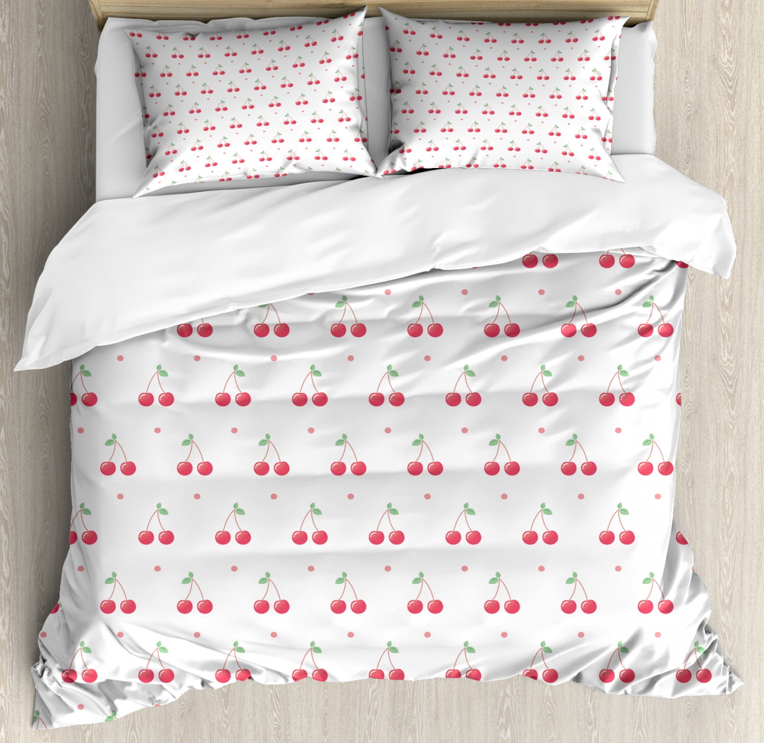 Cherry Duvet Cover Set King Size, Symmetric Design of Summer Season ...