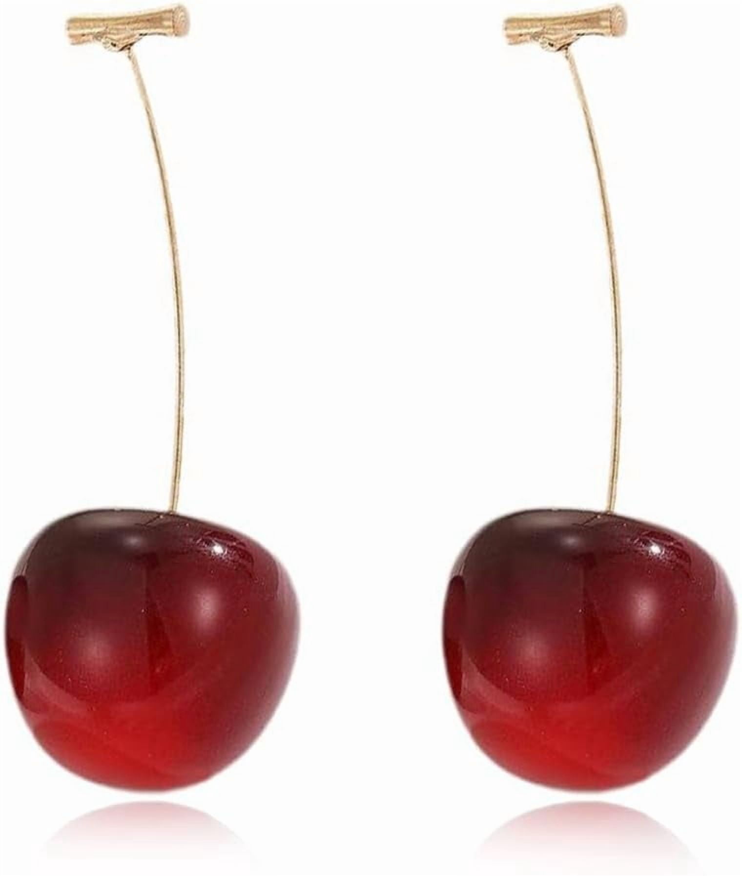 Cherry Earrings For Women Fun Fruit Drop Dangle Earrings Cute 3D Red ...