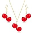 Cherry Earrings Necklace Sets for Women Funny Charm 3D Red Cherry ...