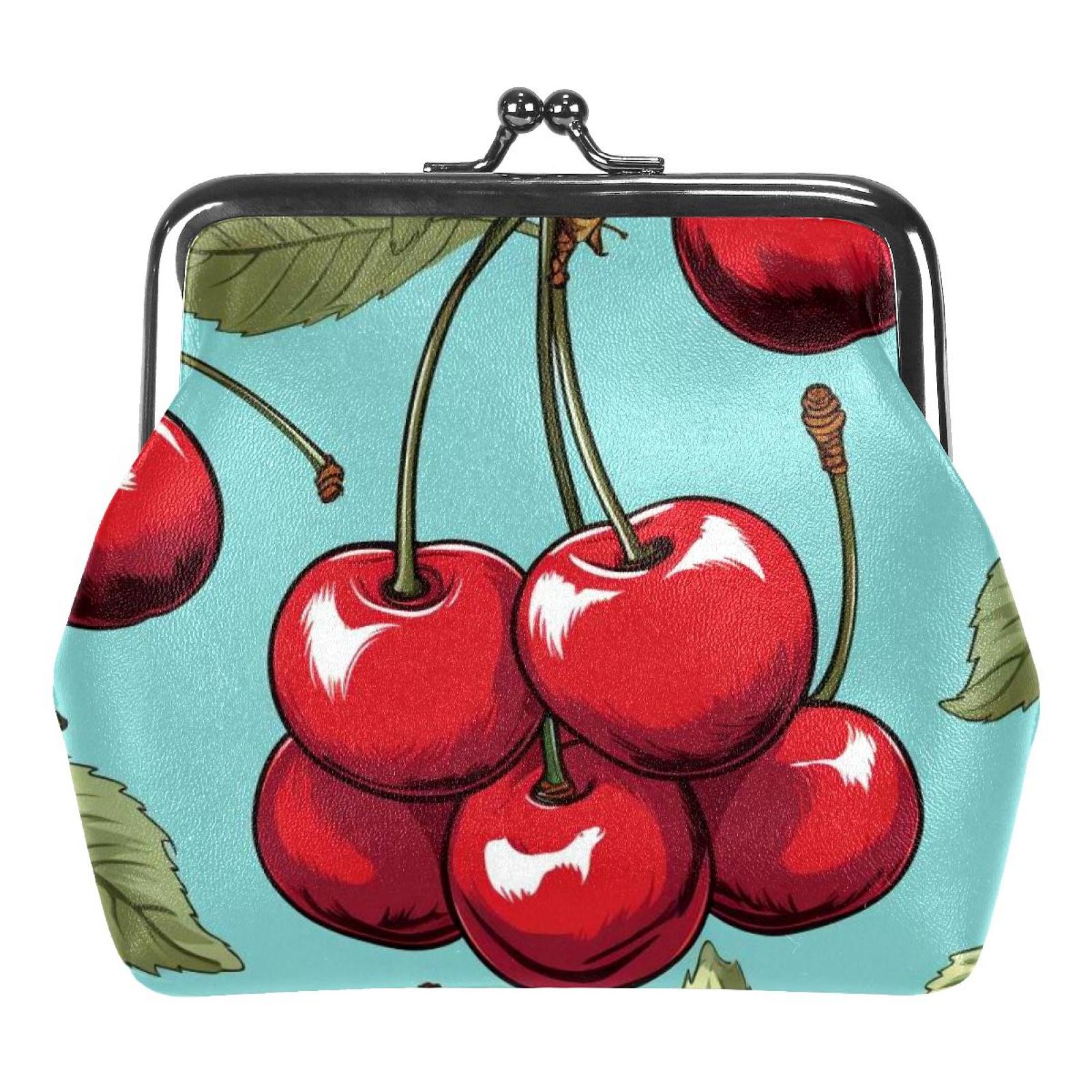 Cherry Elegant Microfiber Coin Purse Wallet with Zinc Alloy Jaws, 4.3x4 ...