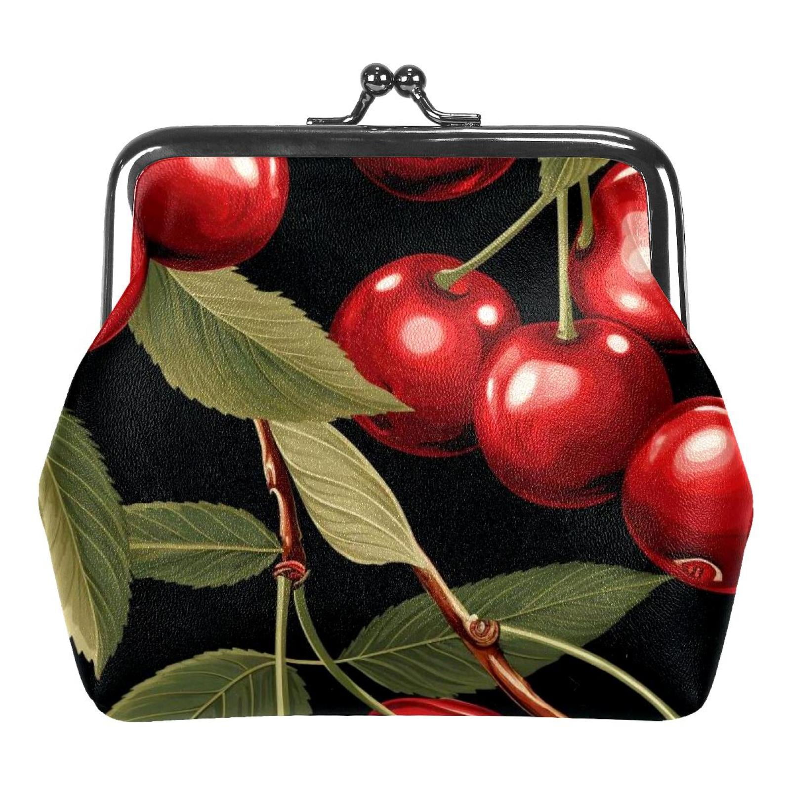 Cherry Elegant Microfiber Coin Purse with Zinc Alloy Jaws and Compact ...