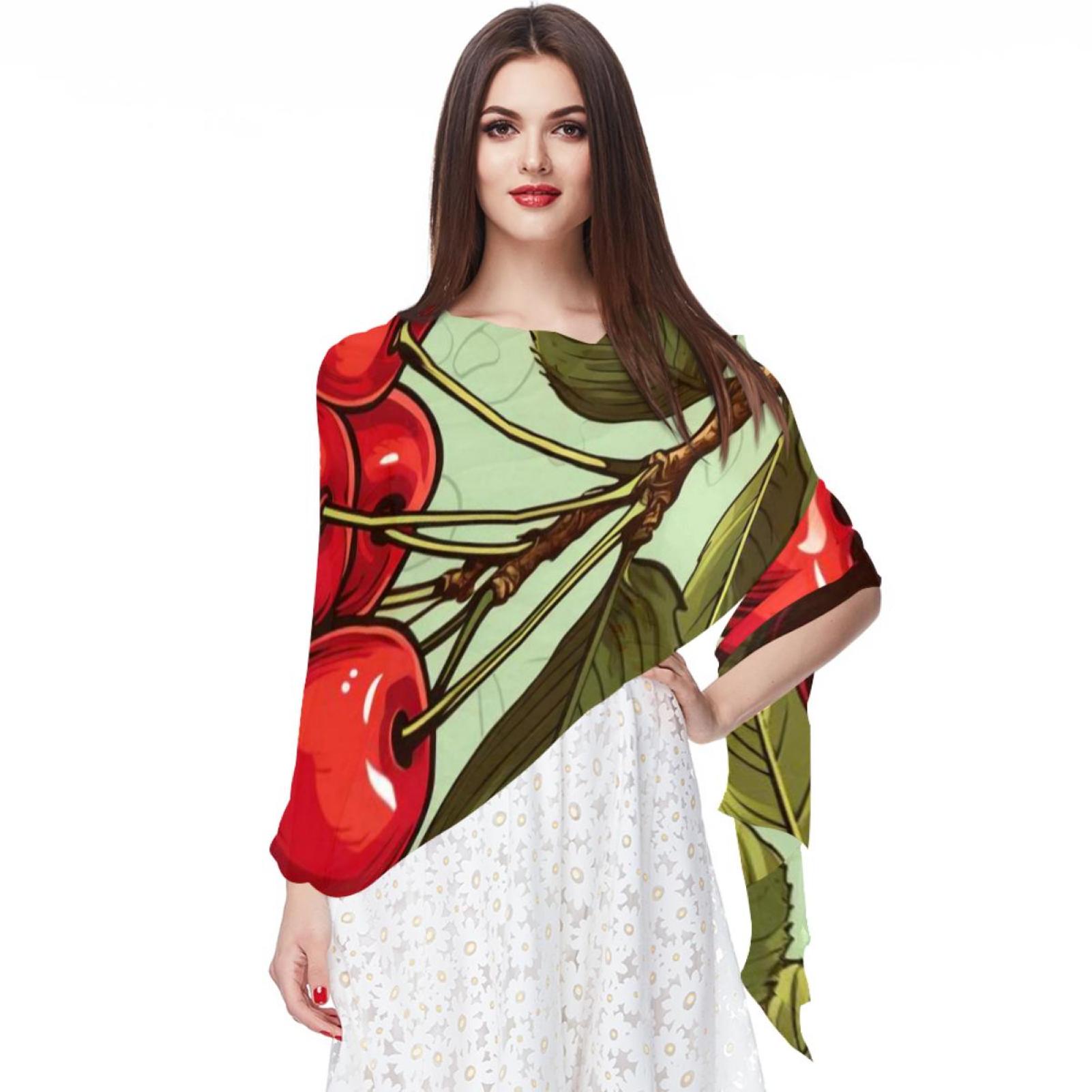 Cherry Elegant Translucent Chiffon Silk Scarf 180*73 - Light Breathable ...