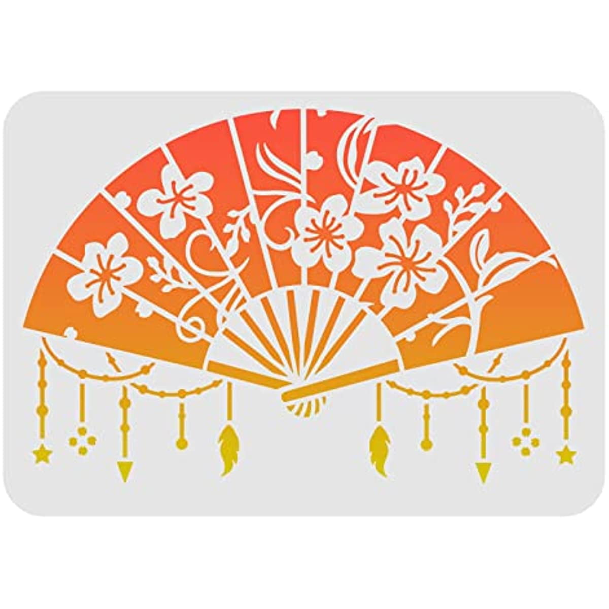 Cherry Fan Stencil for Painting Reusable Flower Fan Drawing Stencil ...