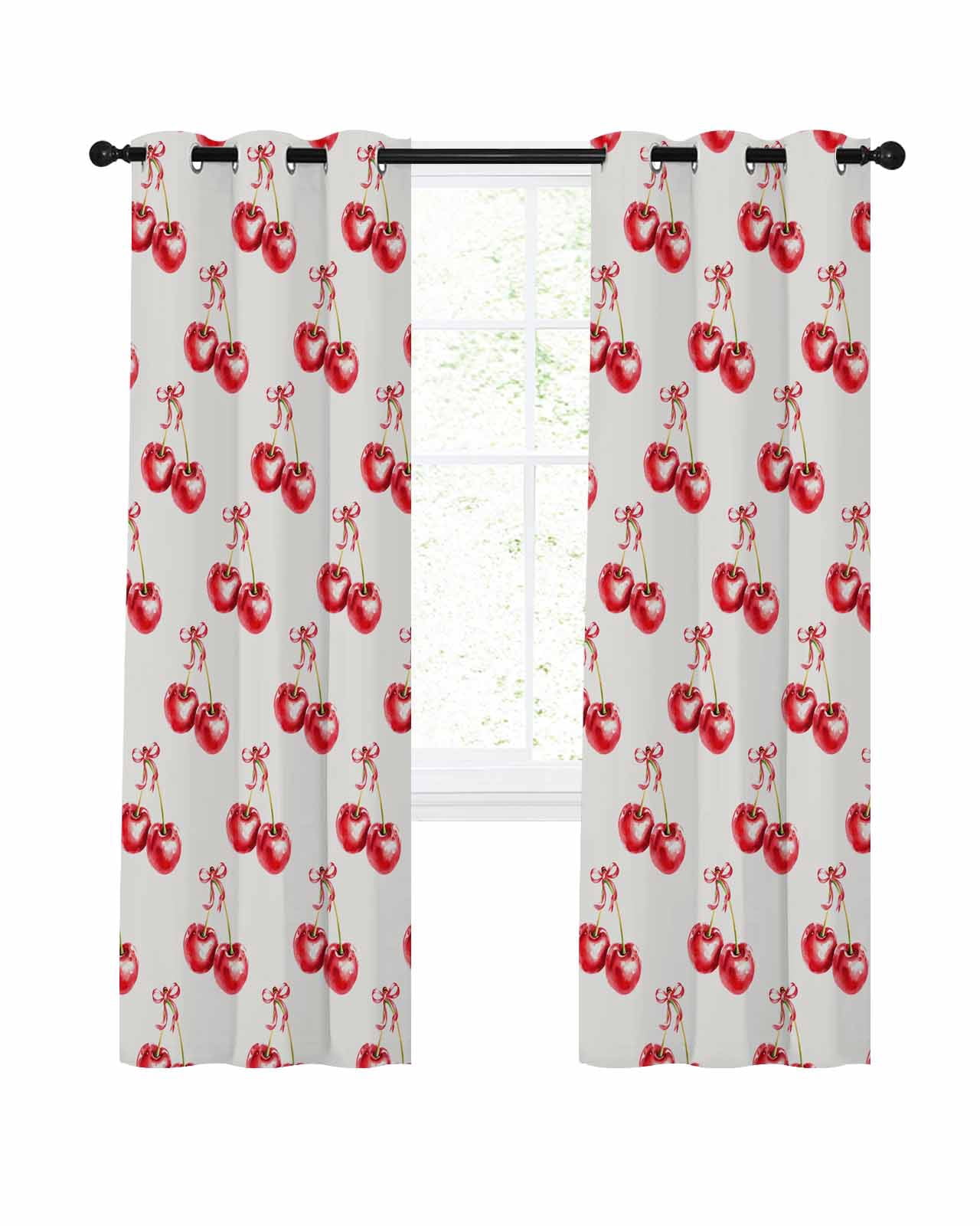 Cherry Farmhouse Blackout Curtains, Light Blocking Print Window ...