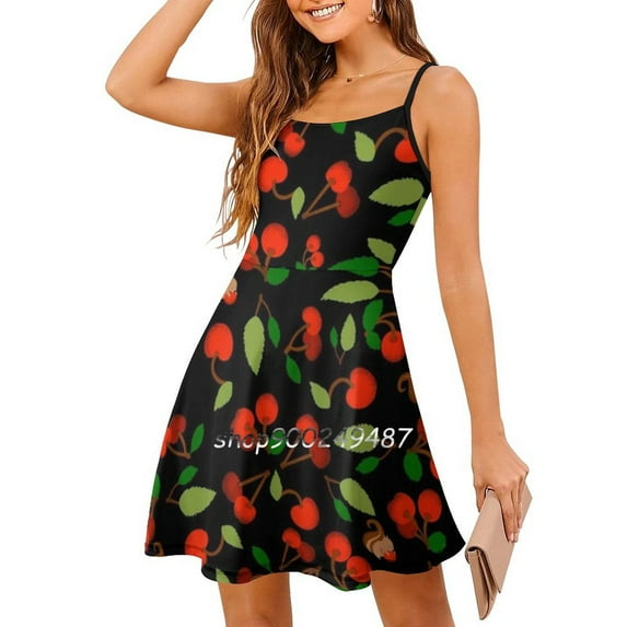 Cherry Field Evening Party Dresses Midi Sexy Dress Female Sweet One ...