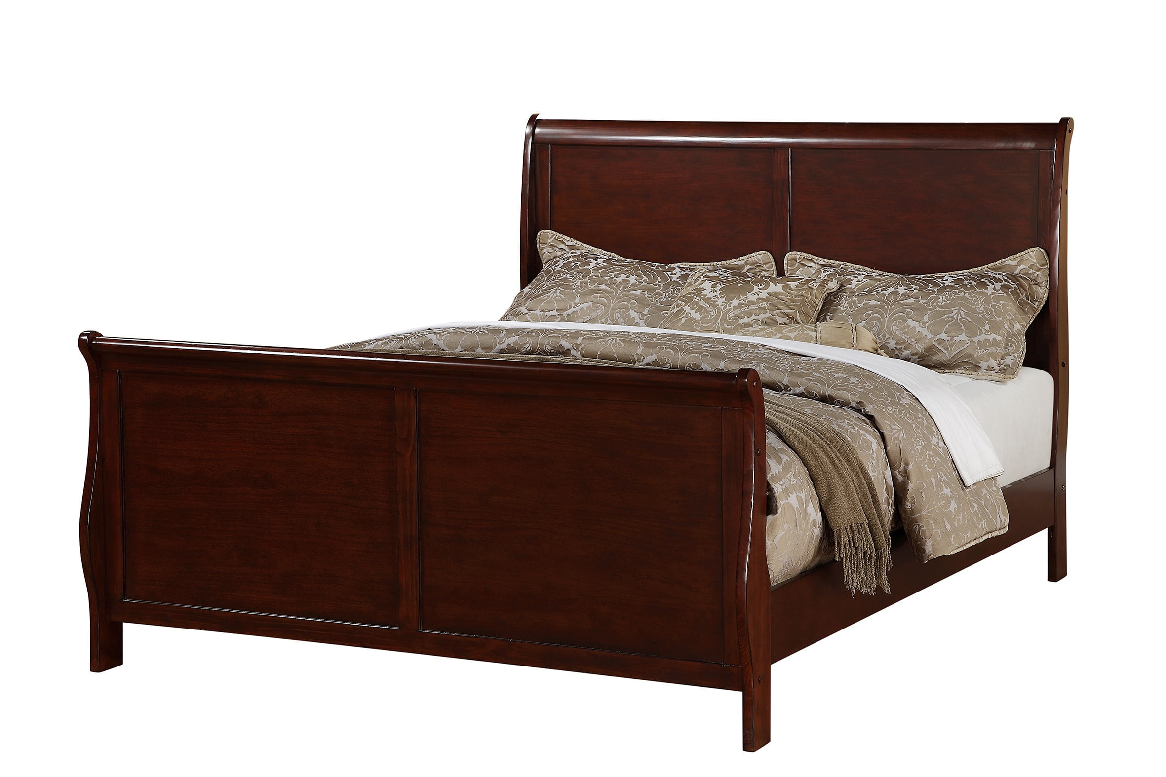 Cherry Finish 1pc Queen Size Bed Transitional Style Headbaord Footboard ...