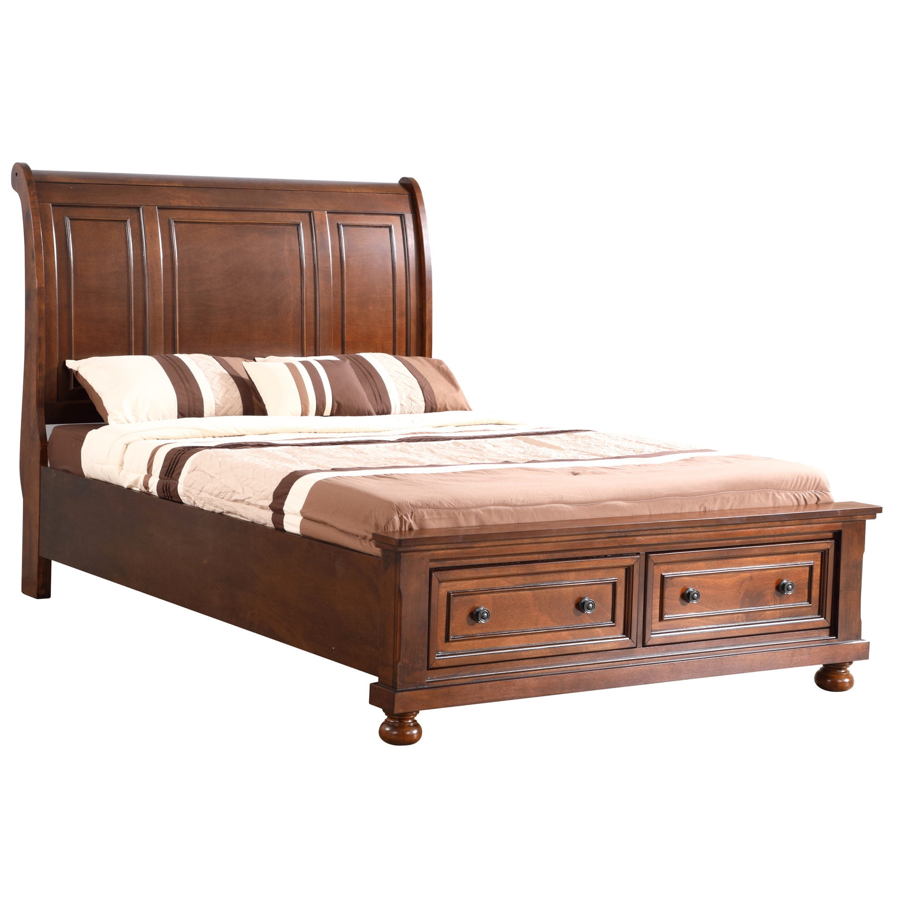 Cherry Finish Bed - Adds Elegance - Luxury Bedrooms / Elevates Room ...