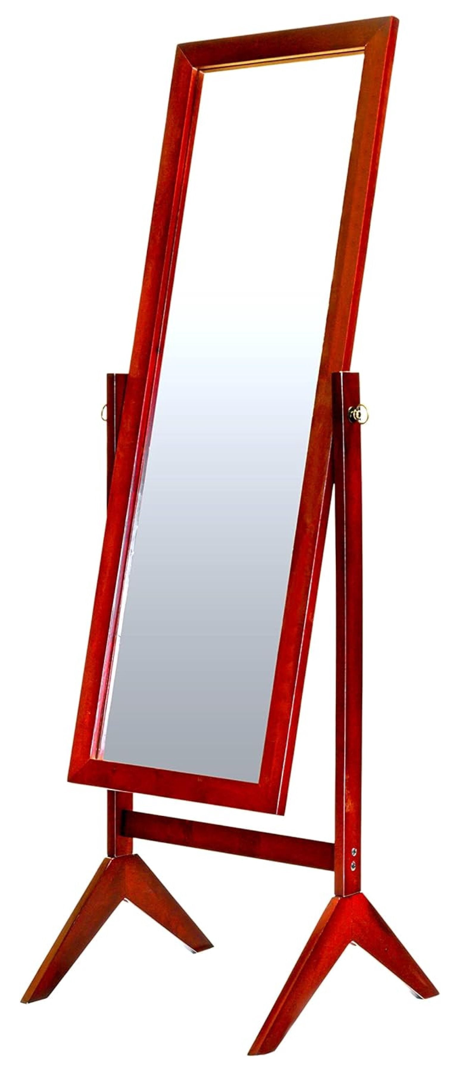 Cherry Finish Wood Rectangular Cheval Floor Mirror, Standing Mirror ...