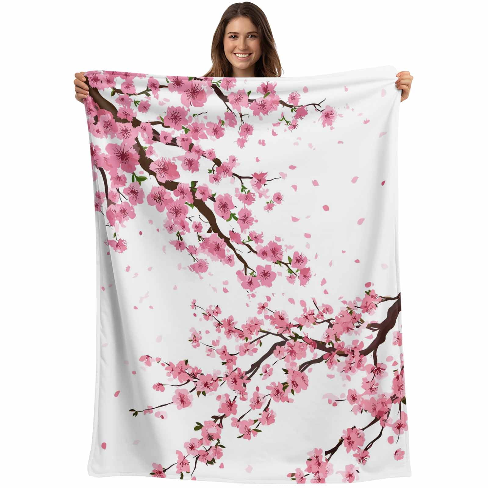 Cherry Flower Blanket Soft Cozy Warm Throw Blanket for Couch, Plush ...