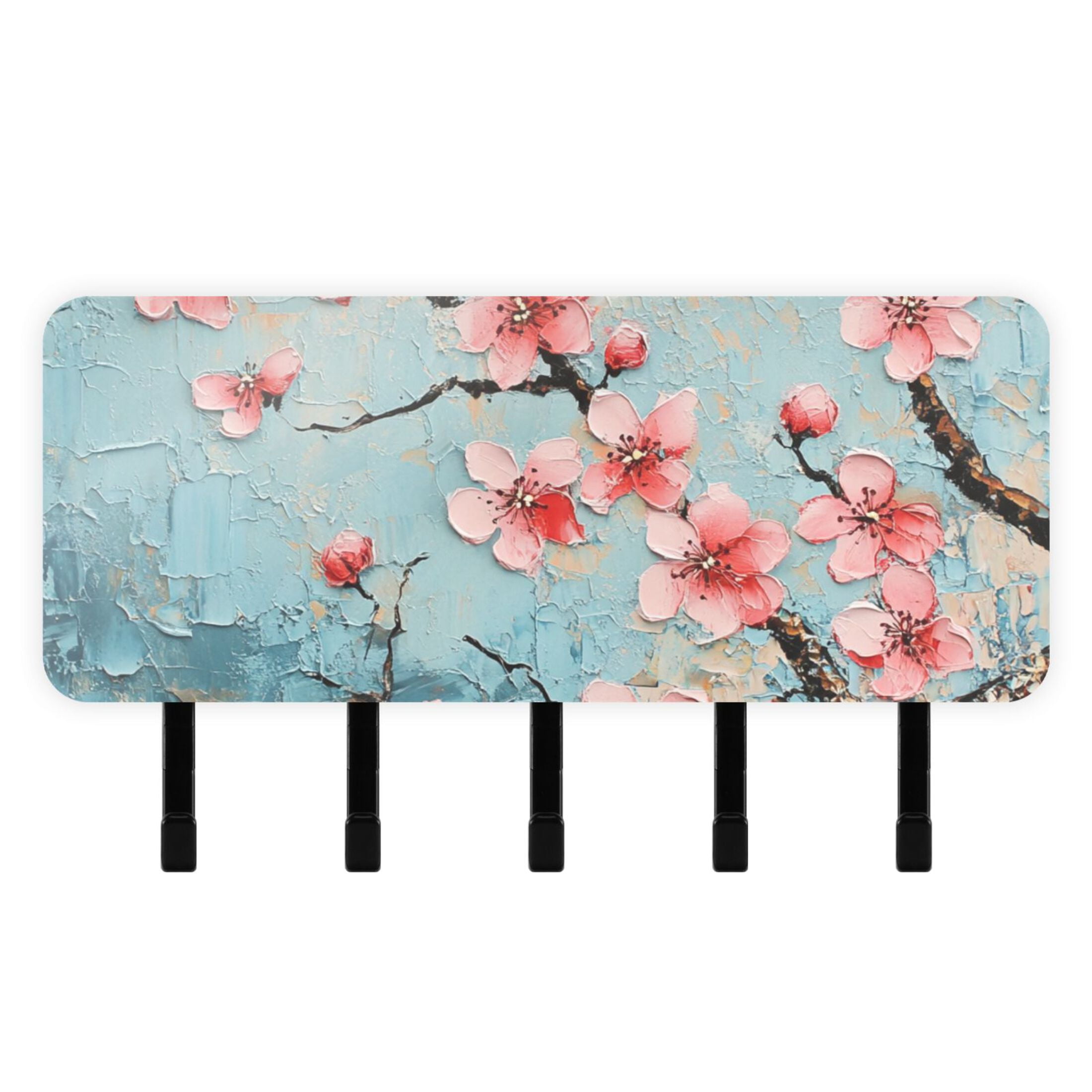 Cherry Flowers Painting Key Holder for Wall Mail Holder Organizer with ...