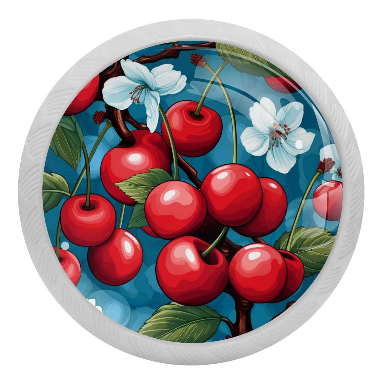 Cherry Fluorescent Drawer Pulls with Screws - Round 4-Pack Glow-in-the ...